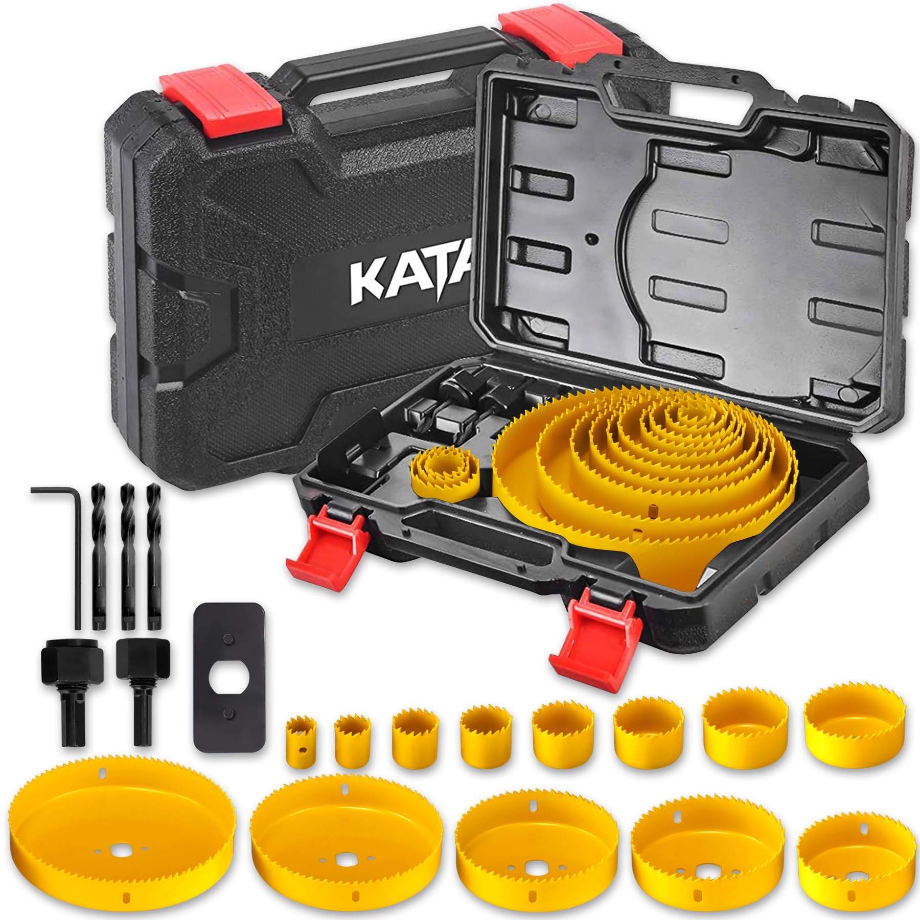 KATA Hole Saw Kit, 20 Pieces Hole Saw Set with 3/4"-6"(19-152mm) 13PCS ...