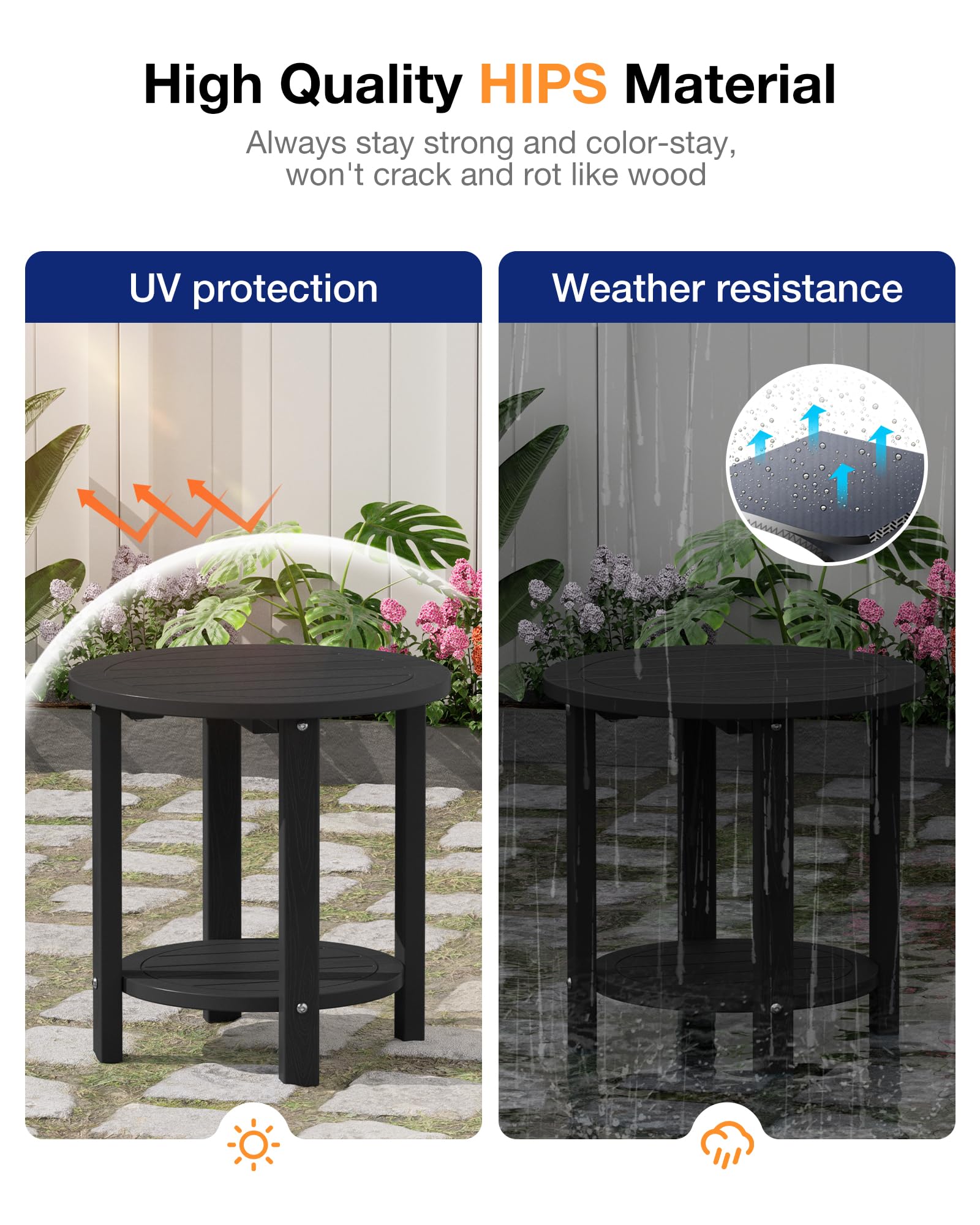 Snapklik.com : YEFU Outdoor Side Table 2-Tier HIPS Adirondack Patio End ...