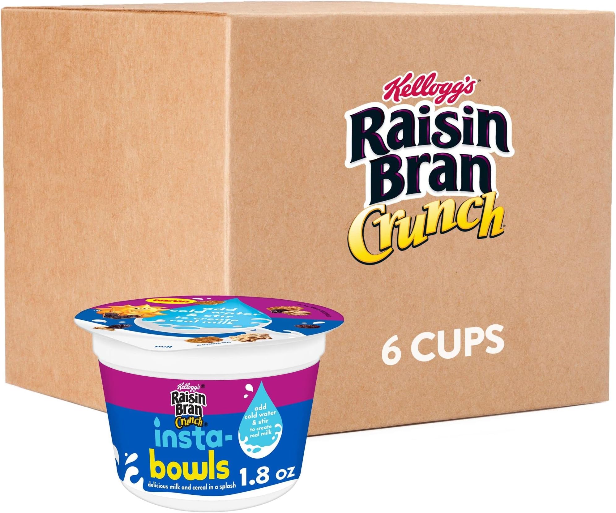 Amazon.com: Kellogg's Raisin Bran Crunch Insta-Bowls Cold Breakfast ...