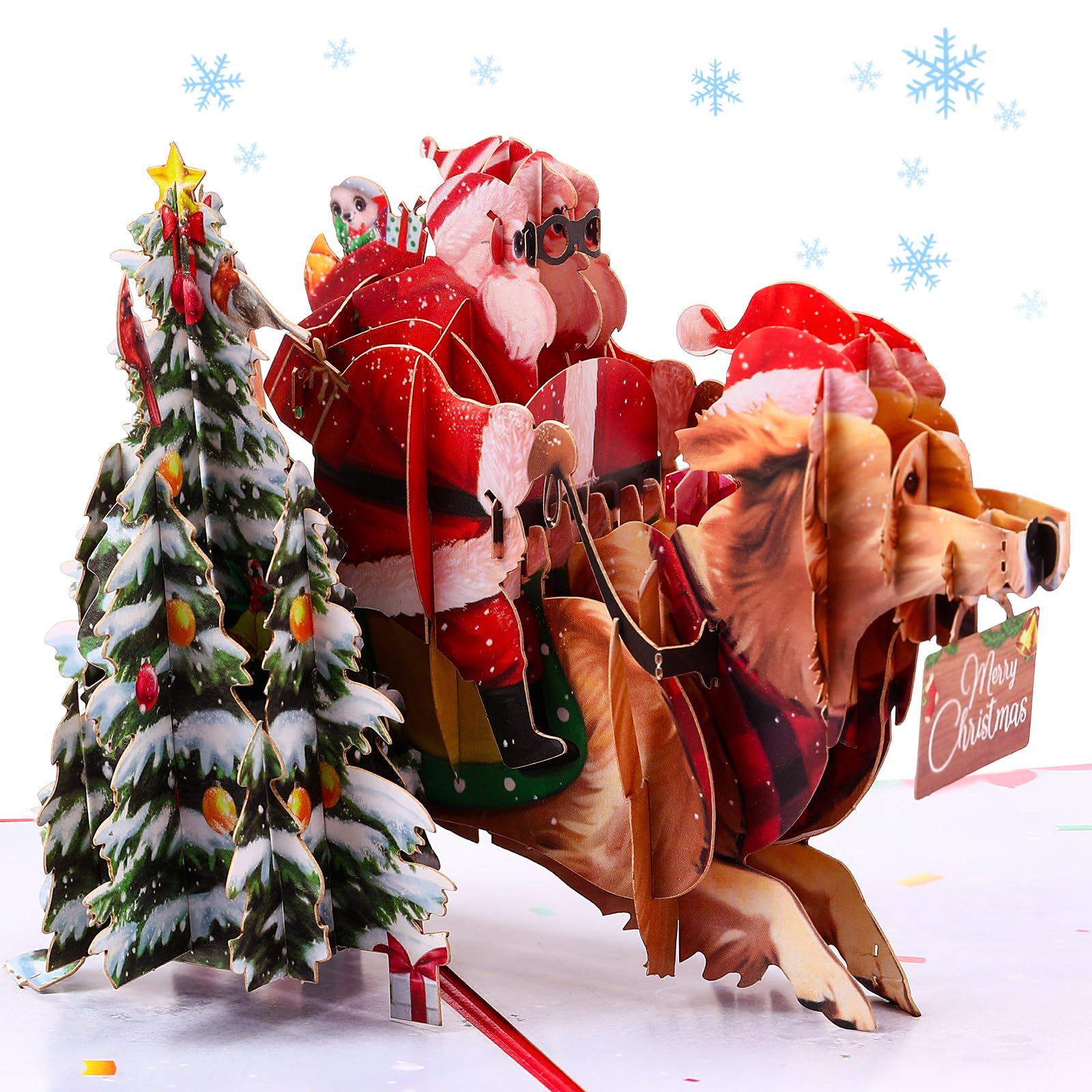 Amazon.com : Motiskyy Dog Christmas Cards Pop up 3D Christmas Greeting ...