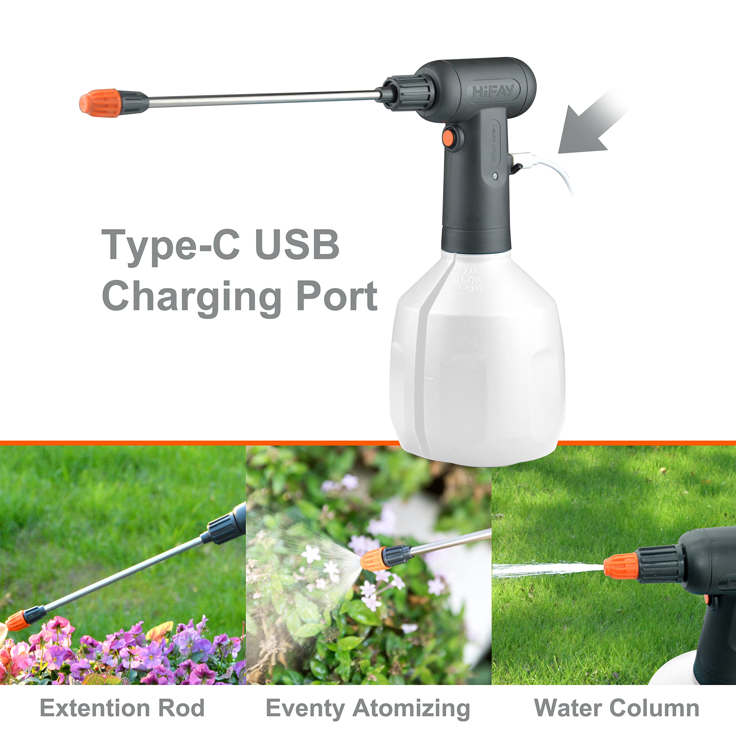 Snapklik.com : ES1 Electric Spray Bottle 1L/0.26 Gallon, Spray 100 ...