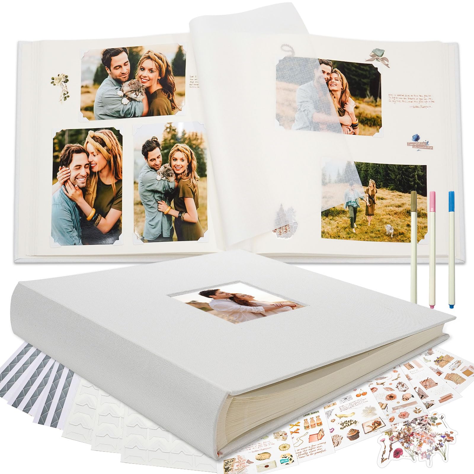 Amazon.com: Vienrose Premium Scrapbook Photo Album with Writing Space ...