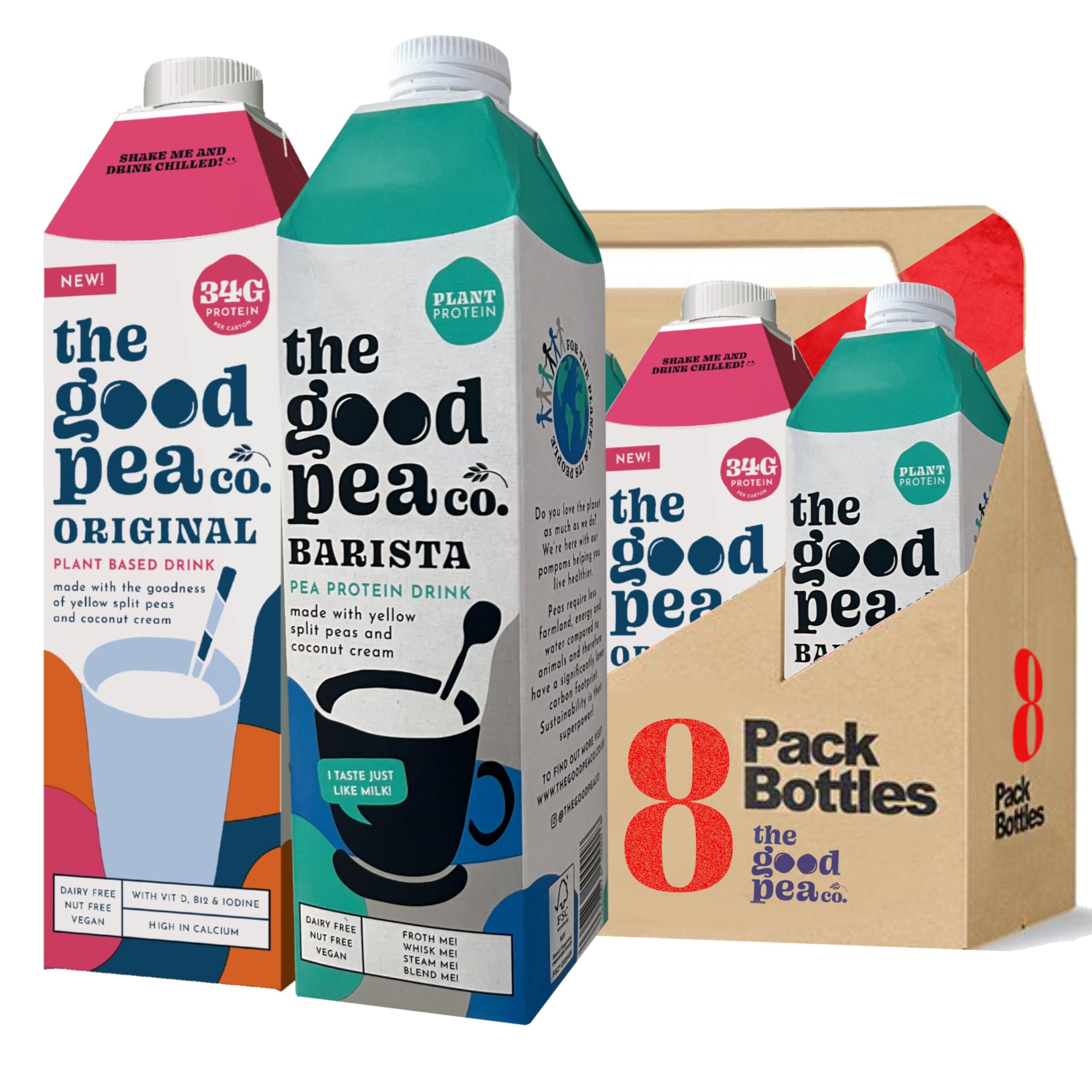 Buy The Good Pea Mixed Case Original & Barista Based Pea Milk Lacto ...