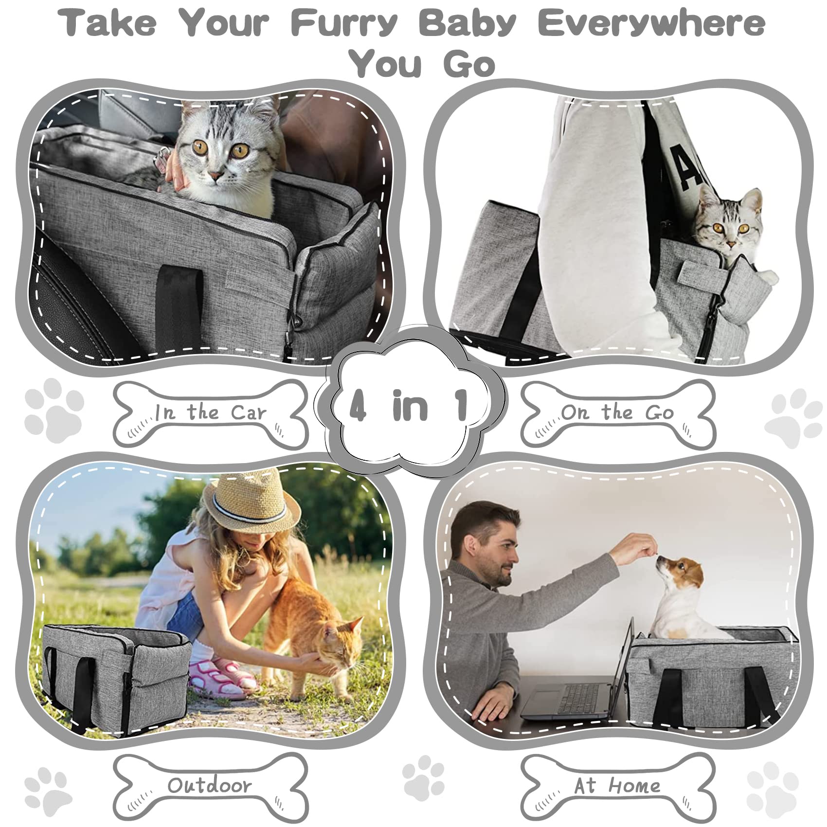 Center Console Dog Seat,Car Pet Armrest Booster Seat for Small Dog ...