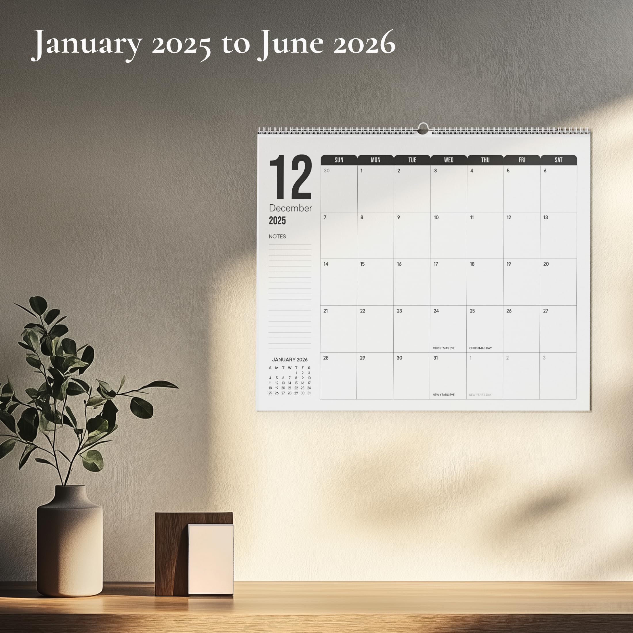 Snapklik.com : Makaplan Black & White Horizontal Coil Wall Calendar ...