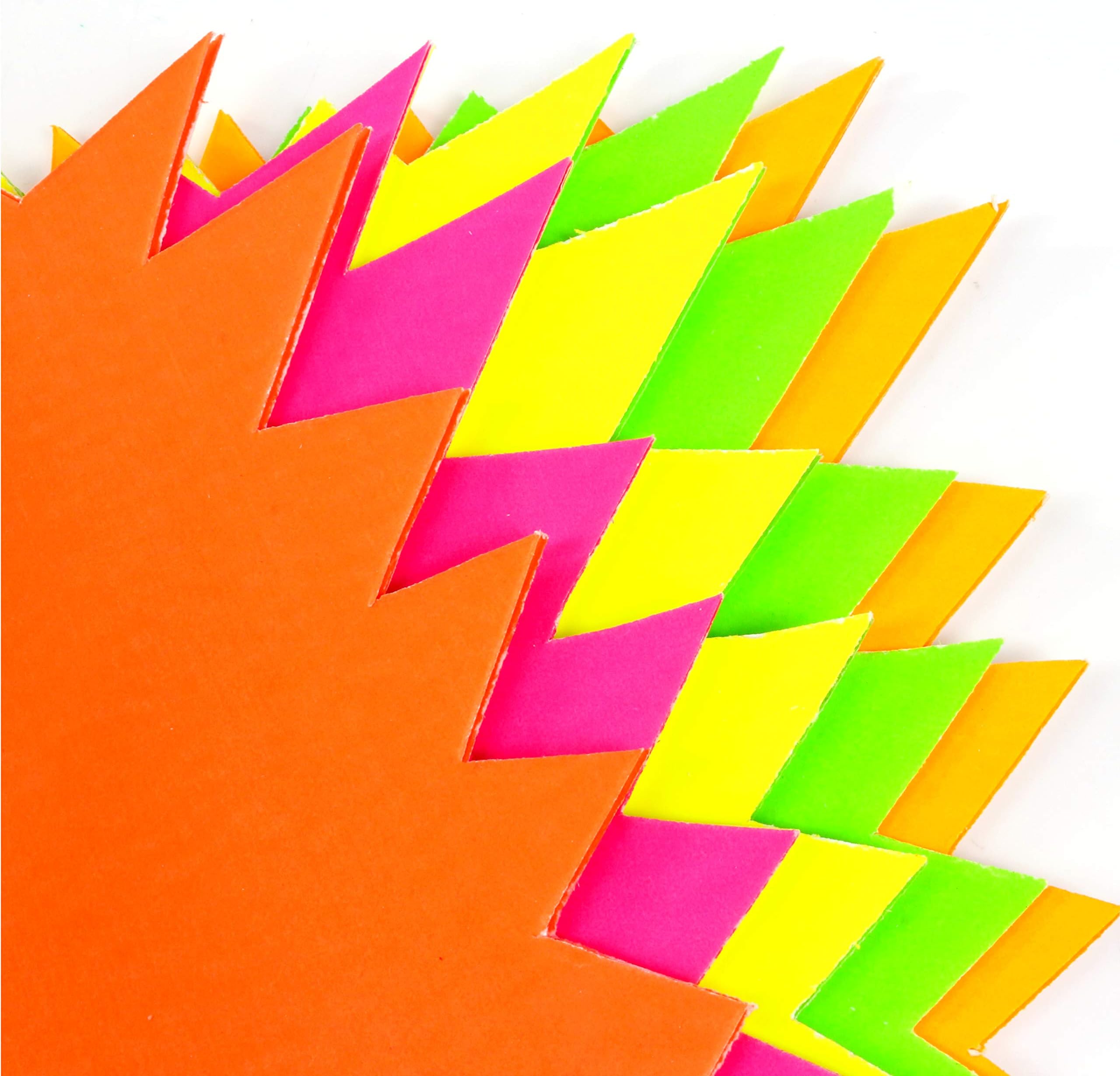 40x Large Neon Flash Stars - Fluorescent Rectangle Cards For Revision ...