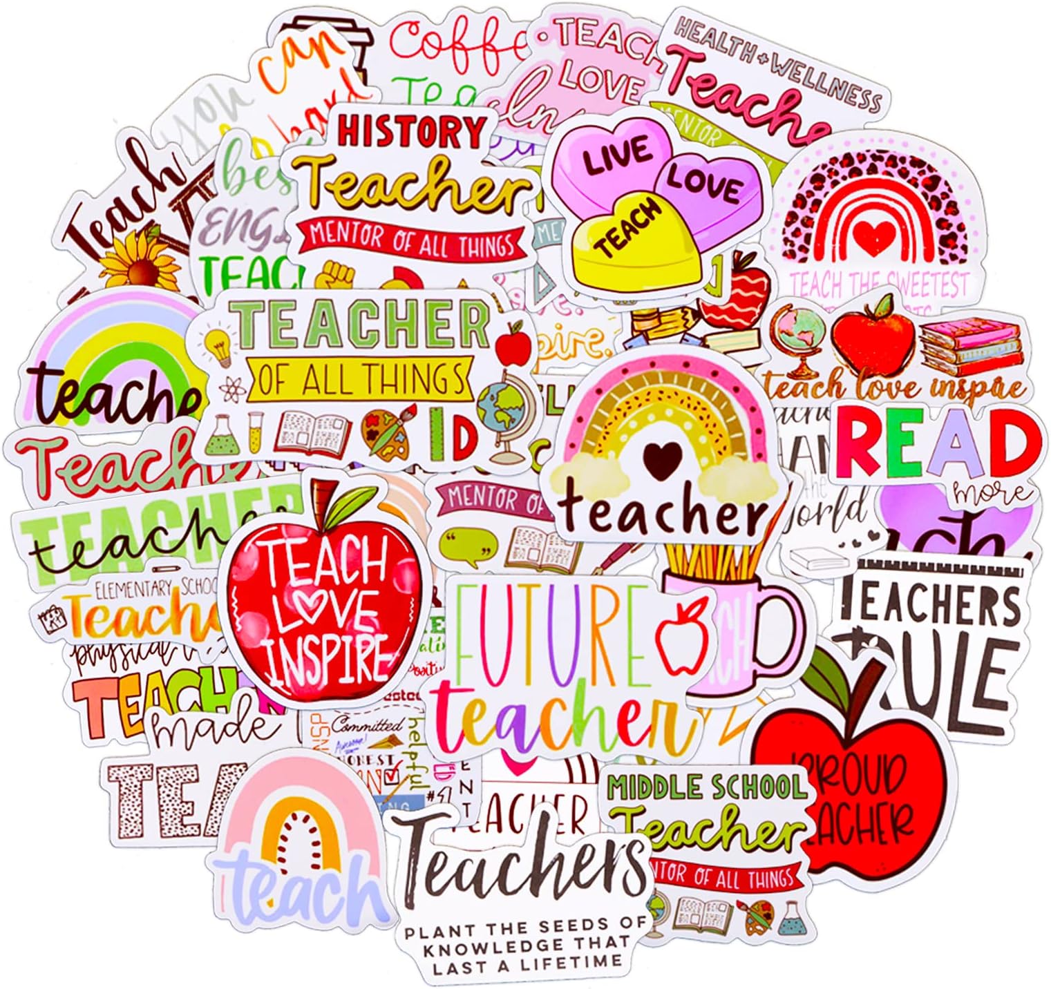 Amazon.com: FaCraft Teacher Stickers 50PCS Waterproof Aesthetic ...
