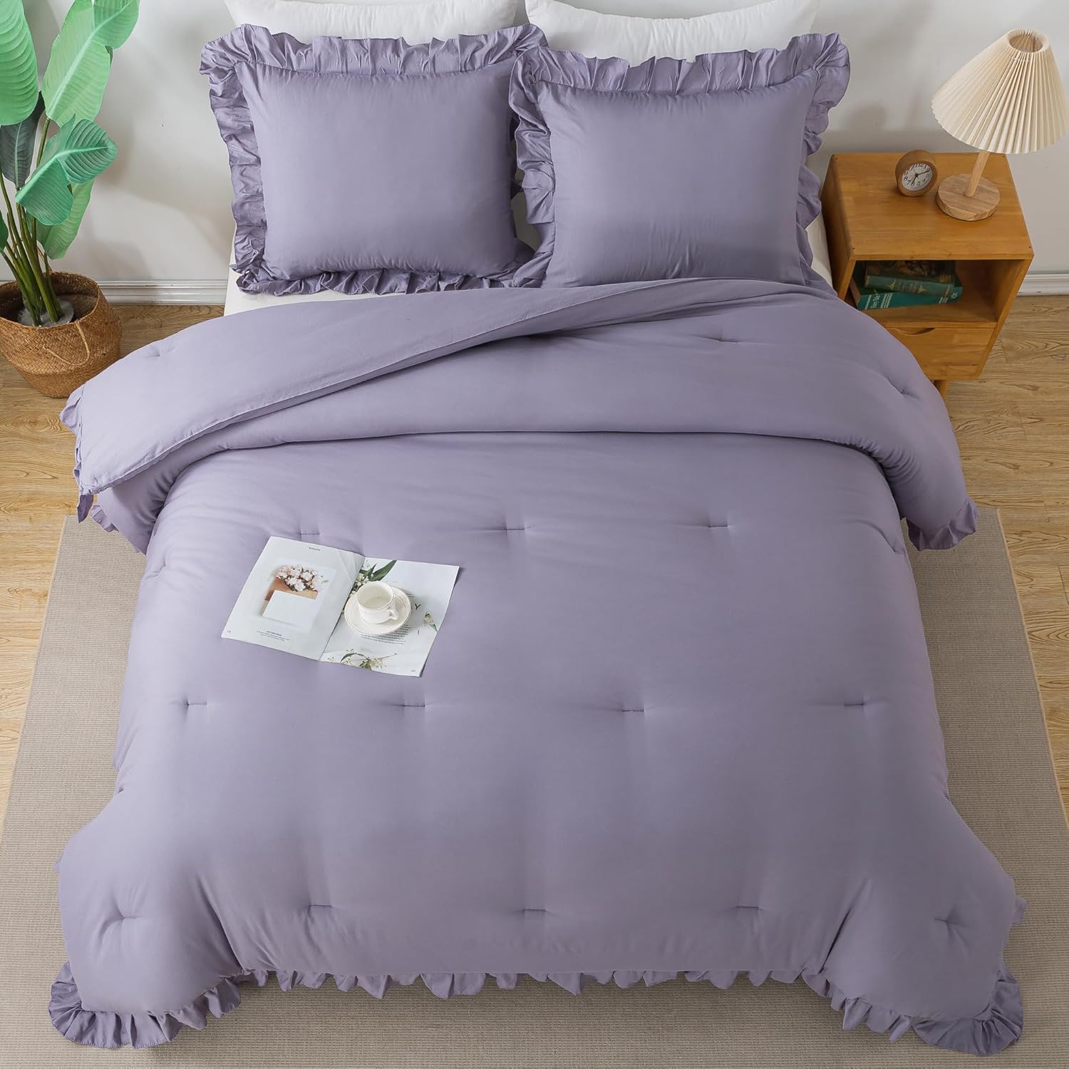 Amazon.com: Andency Purple Full Size Comforter Set(79x90Inch), 3 Pieces ...