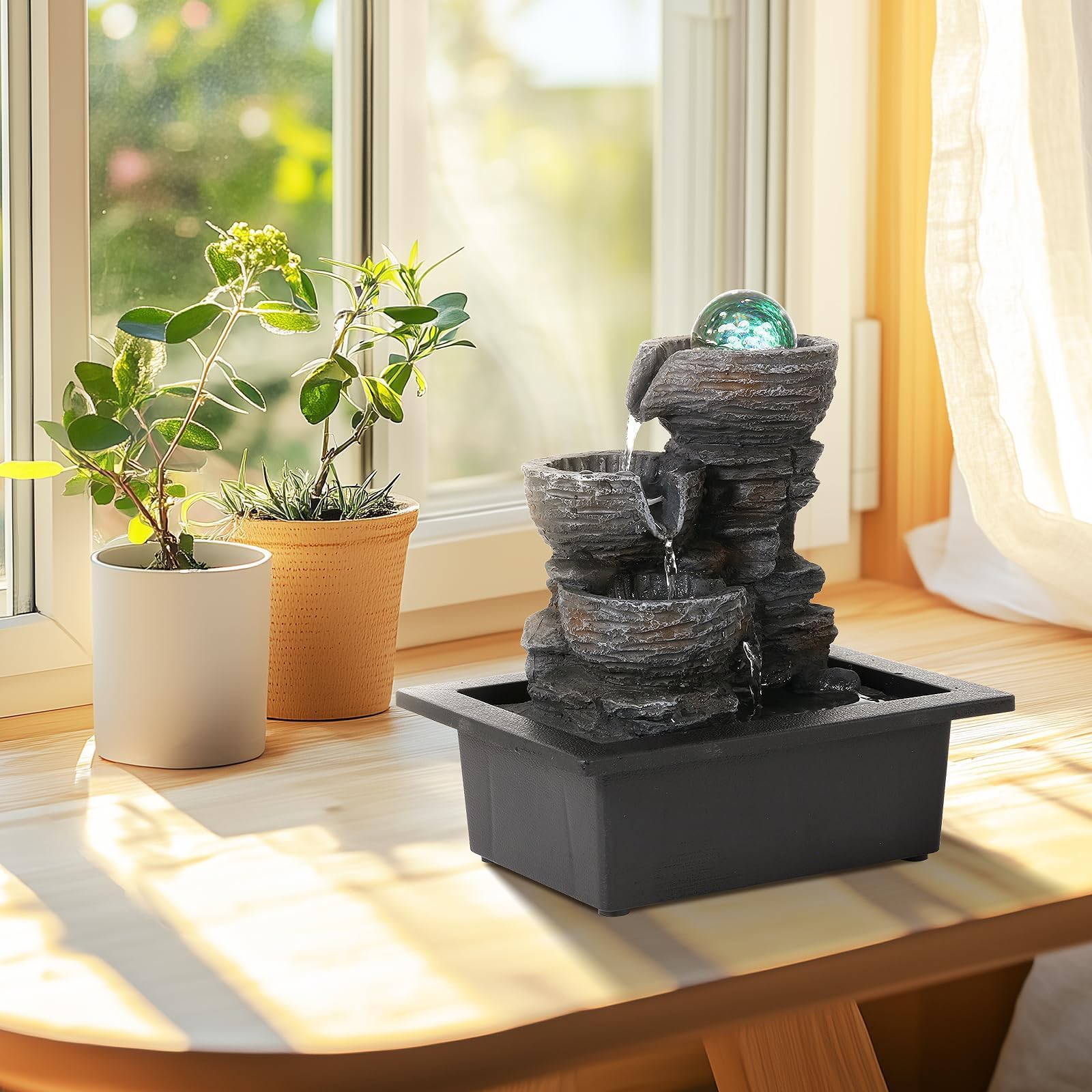 Amazon.com: TFCFL Indoor Relaxation Desktop Fountain Waterfall with ...