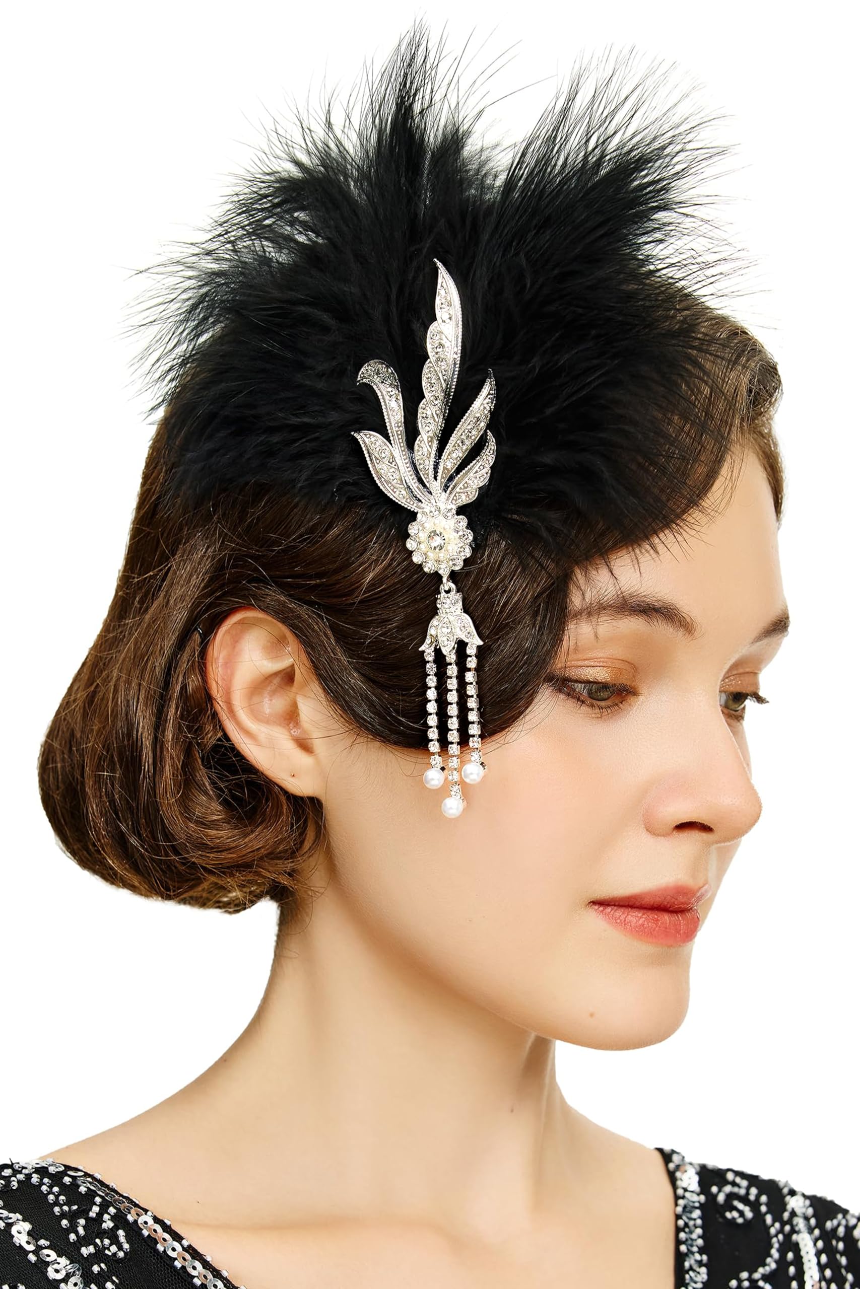Amazon.com: BABEYOND Peacock Feather Hair Clip with Rhinestones ...