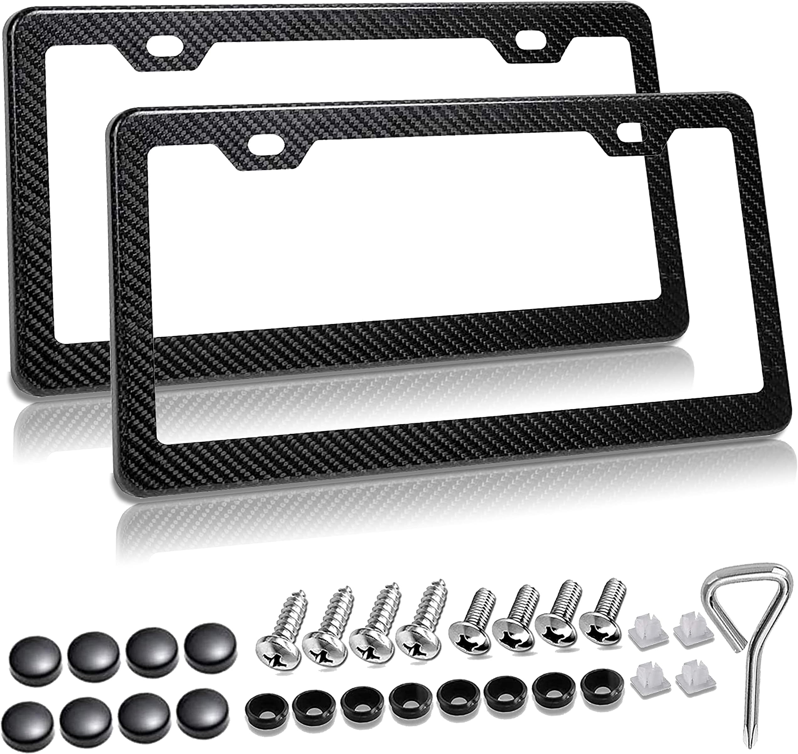 Amazon.com: Aootf Carbon Fiber License Plate Frame- Handcrafted of 100% Real Carbon Fiber Cloth ...