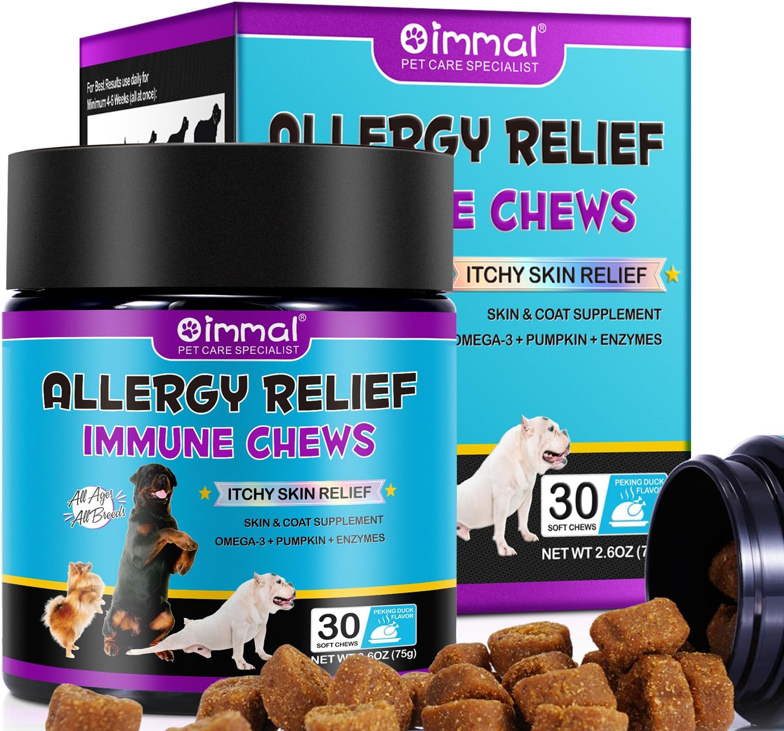 HXTMKT Dog Itch and Immune Chews, Itch Relief Allergy Relief for Dogs ...