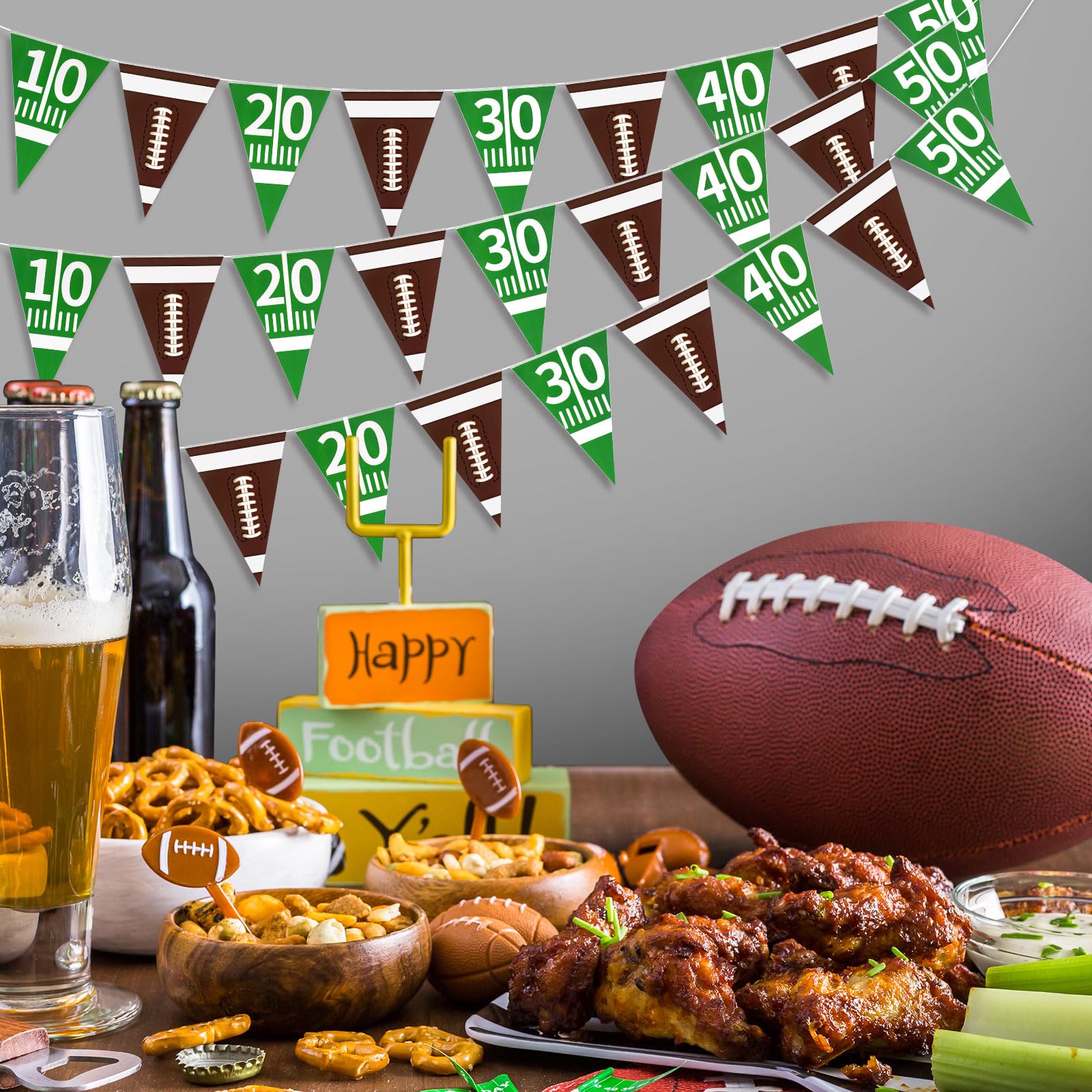 Snapklik.com : 4 Pcs Football Banners, Football Triangle Flag Banners ...