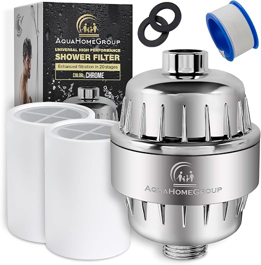 AquaHomeGroup 20 Stage Shower Head Filter with Vitamin C E A for Hard ...