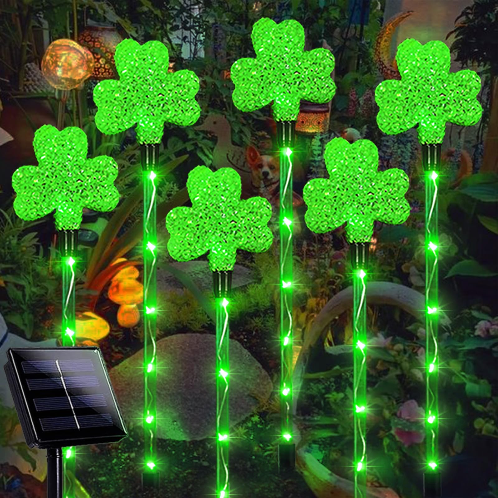 SLTTXNTT Shamrock Solar Lights for St Patrick's Day Decorations ...