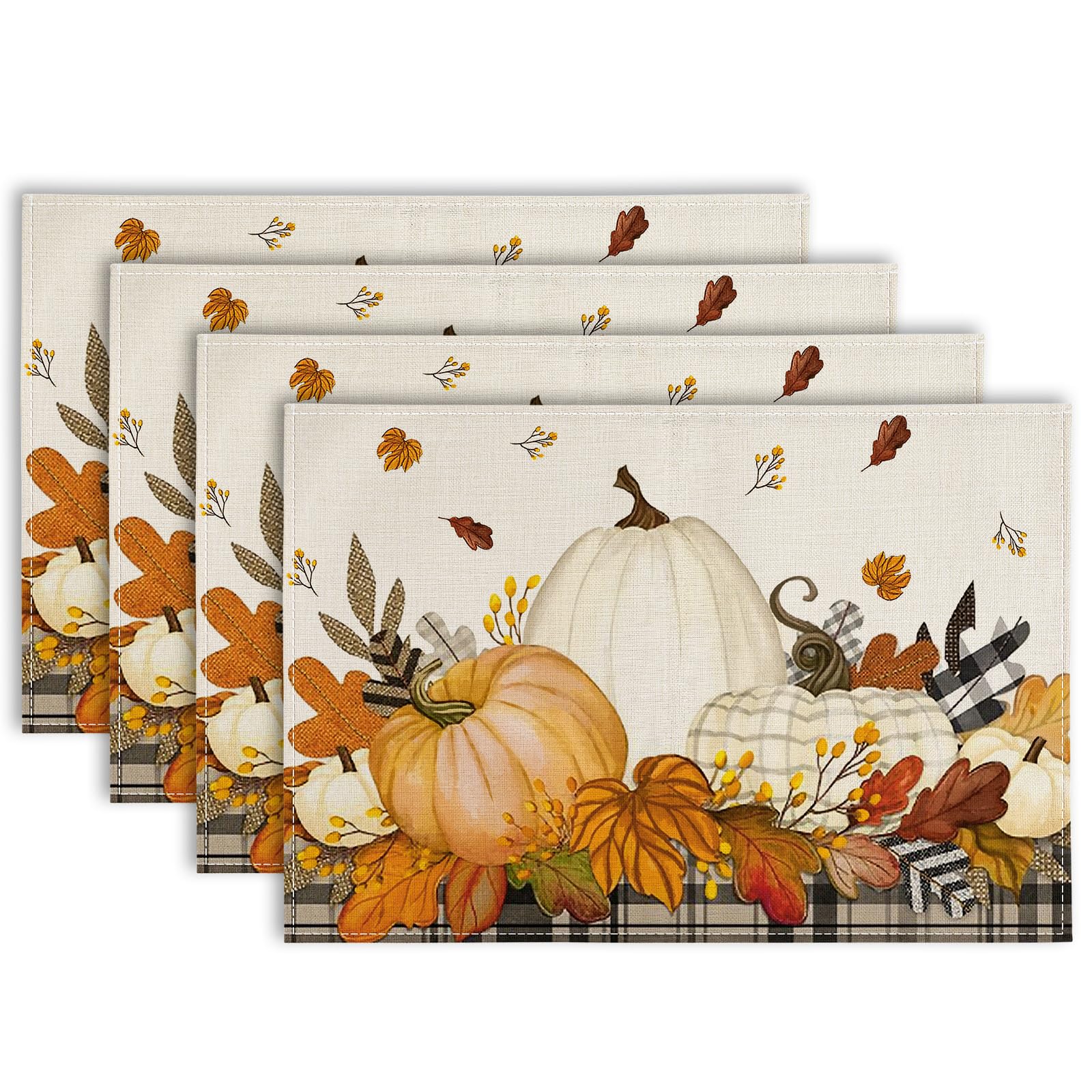 Amazon.com: AnyDesign Fall Pumpkin Placemats Rustic Harvest Table Mats ...
