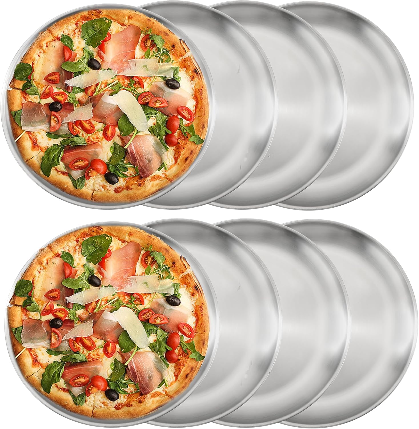 Amazon.com: YEUIKERR 8 Pieces Stainless Steel Pizza Pans 10 inch Pizza ...