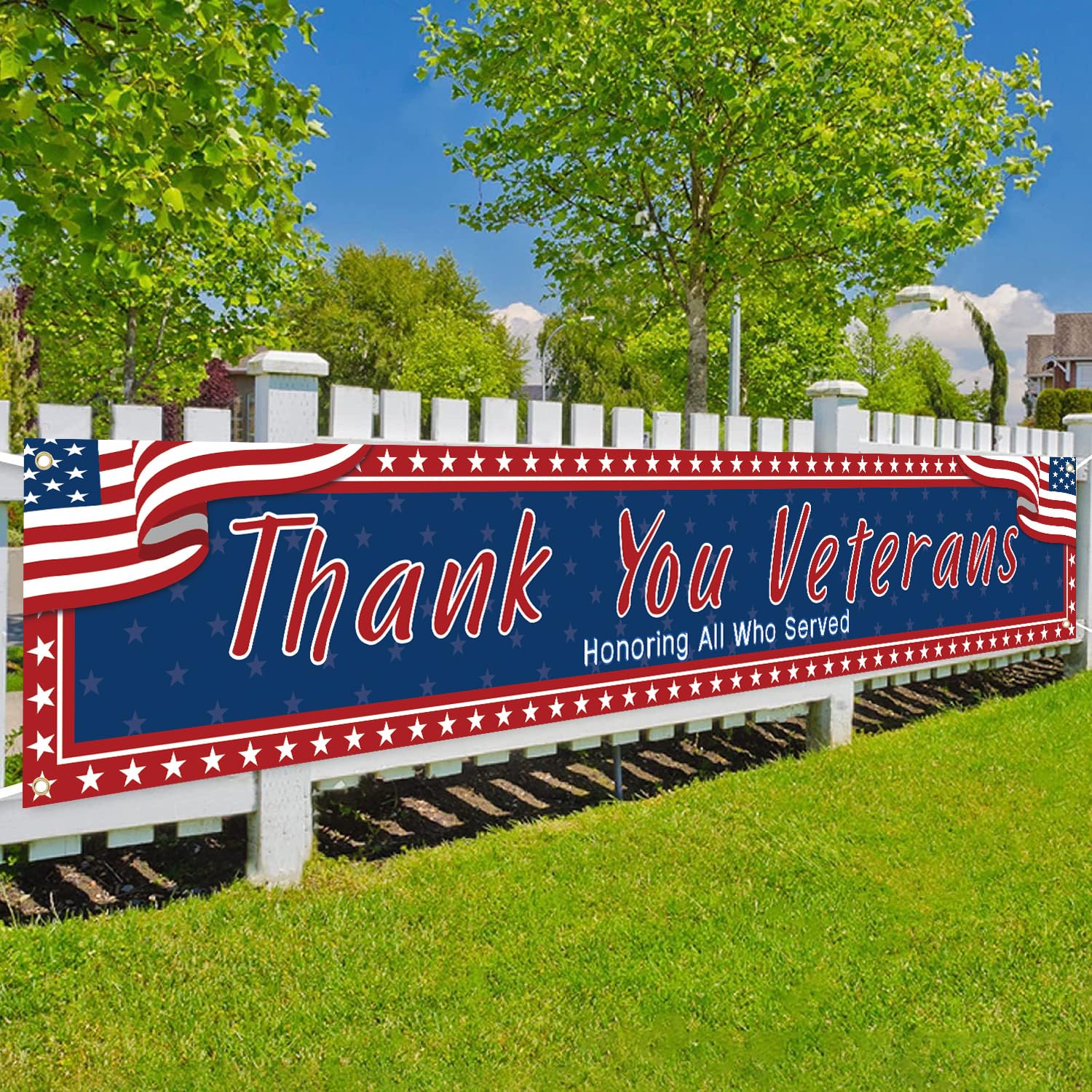 Amazon.com: Thank You Veterans Banner, Veterans Day Decorations Outdoor ...