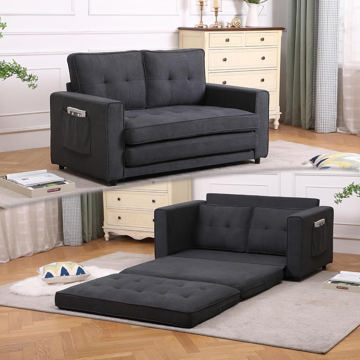 Amazon.com: BOHOUSE 3 Fold Sofa,Convertible Futon Sleeper sofabed,Space ...