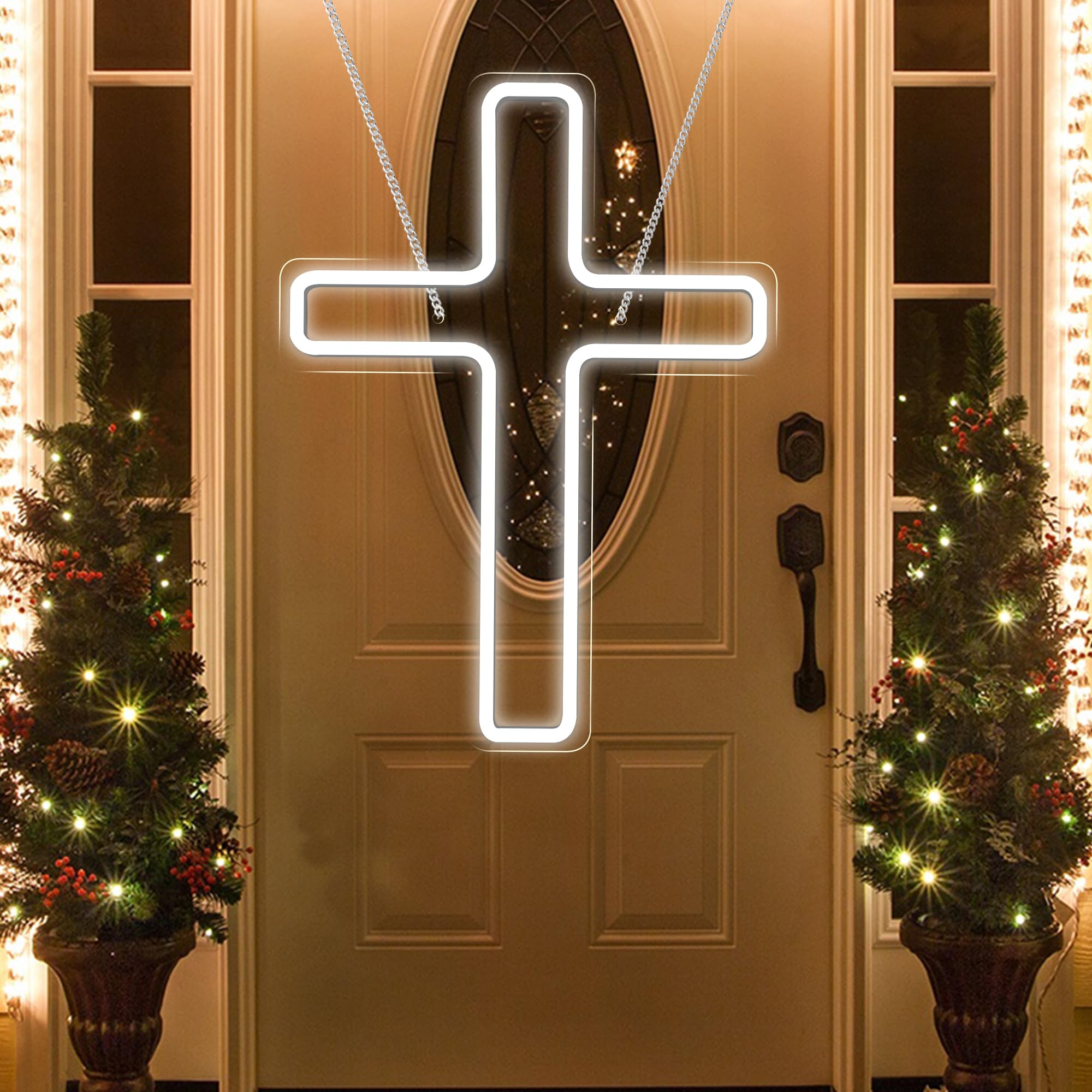 Cross Neon Sign,Led Cross Neon Light,USB Powered Hanging Neon Signs for ...