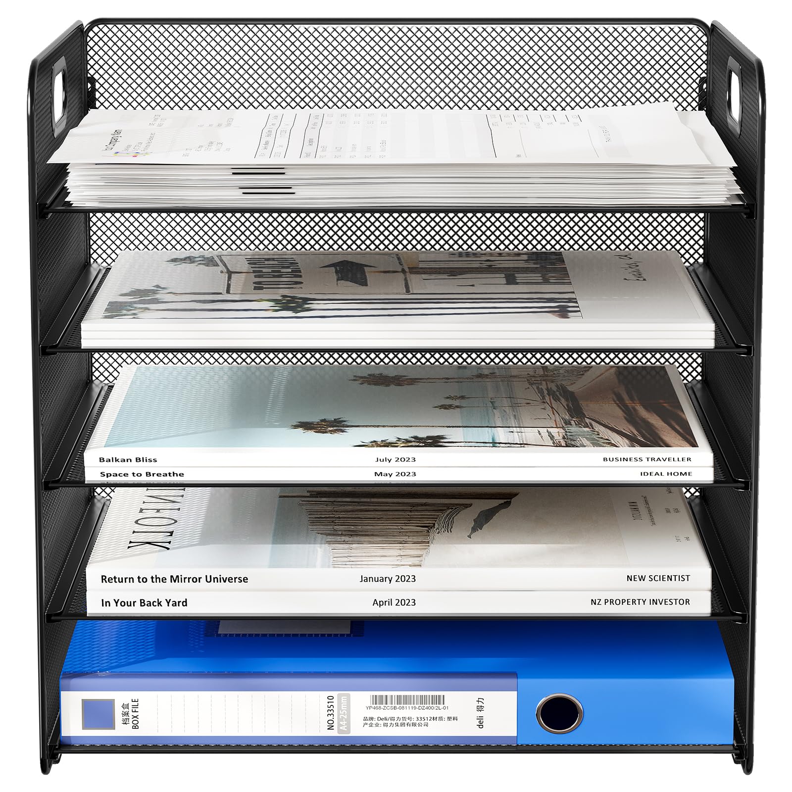 EasyPAG 5 Tier Desktop A4 Mesh Filing Tray Office Desk Tidy File Holder ...