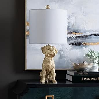 Crestview Collection 23" Gold Boxer Dog Table Lamp w/White Linen Shade ...