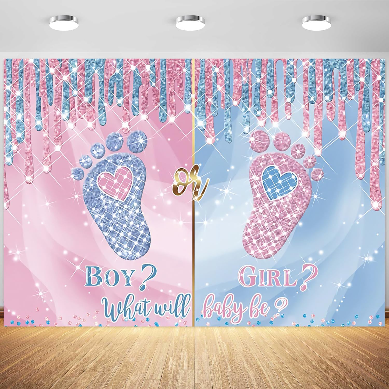 Amazon.com : 7x5ft Gender Reveal Backdrop Boy or Girl What Will Baby Be ...