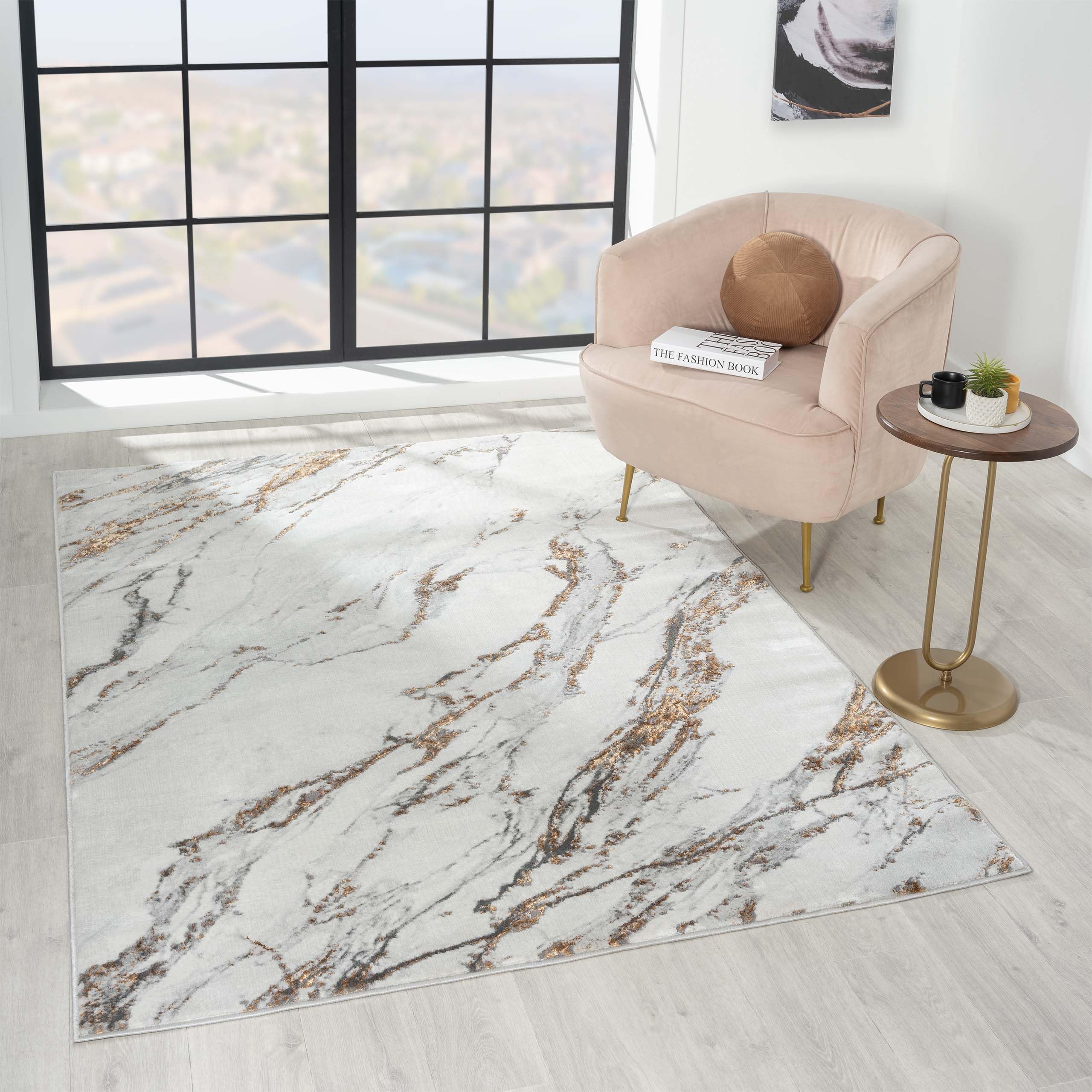 Amazon.com: LUXE WEAVERS Marble Abstract Ivory 8x10 Area Rug : Home ...