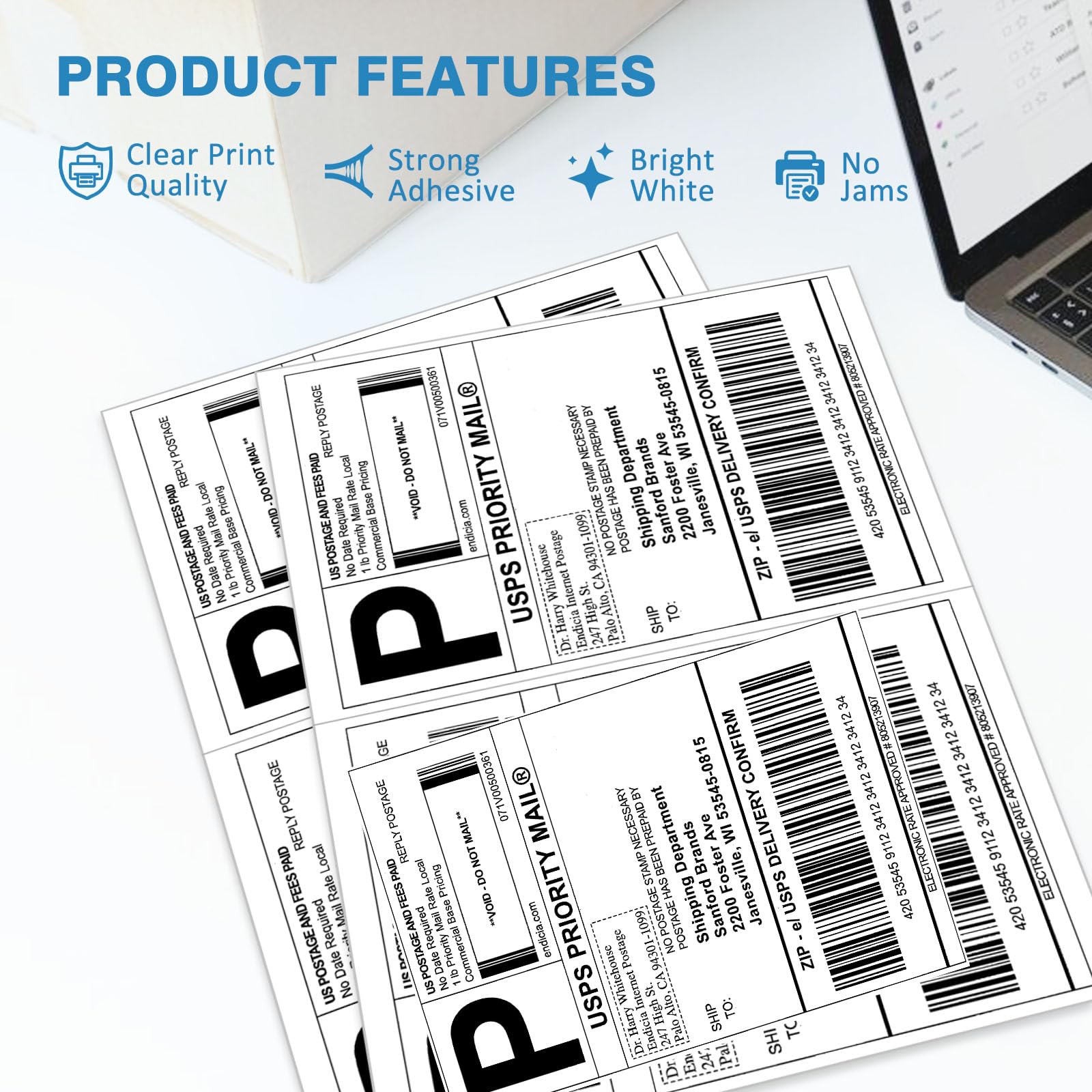 Snapklik.com : Half Sheet Labels, 8.5 X 5.5 Shipping Labels 2 Per Sheet ...