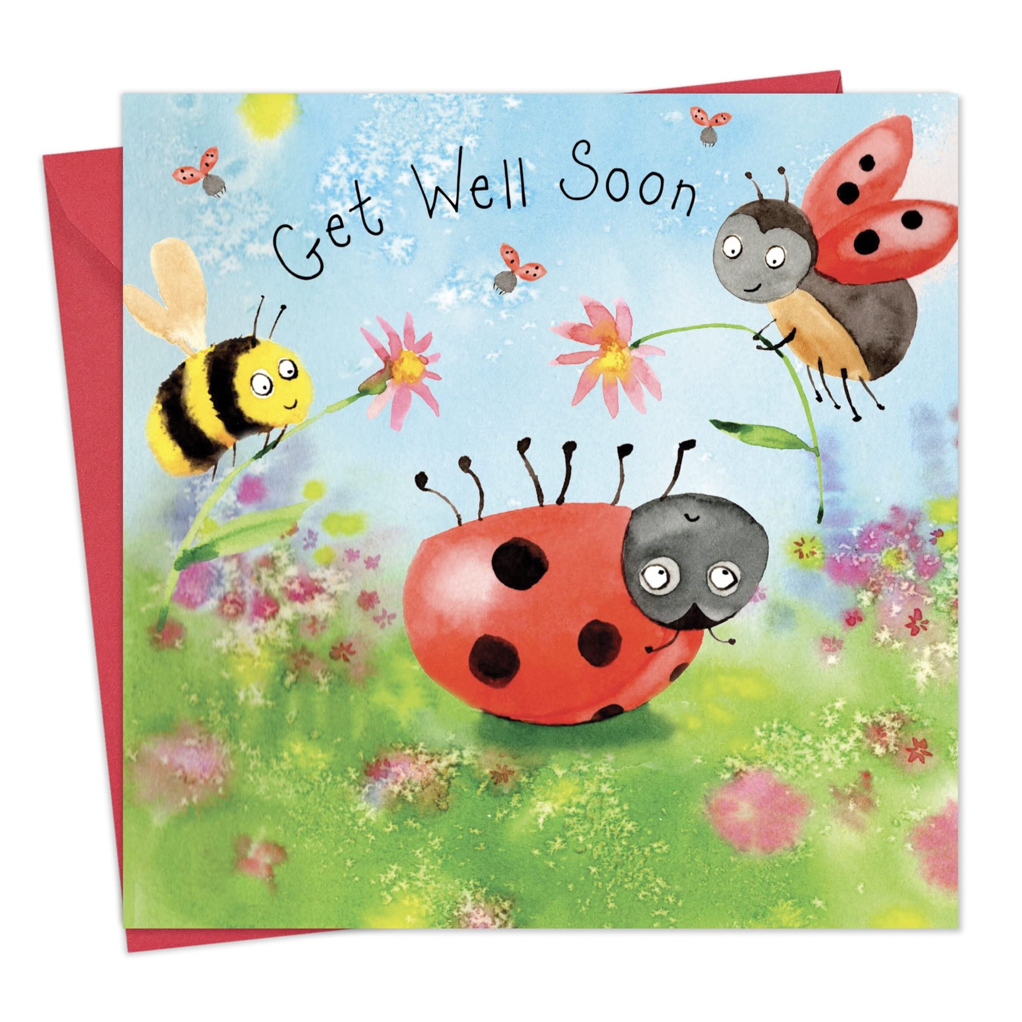 Amazon.com : Twizler Get Well Soon Card with Ladybug - Sympathy Card ...