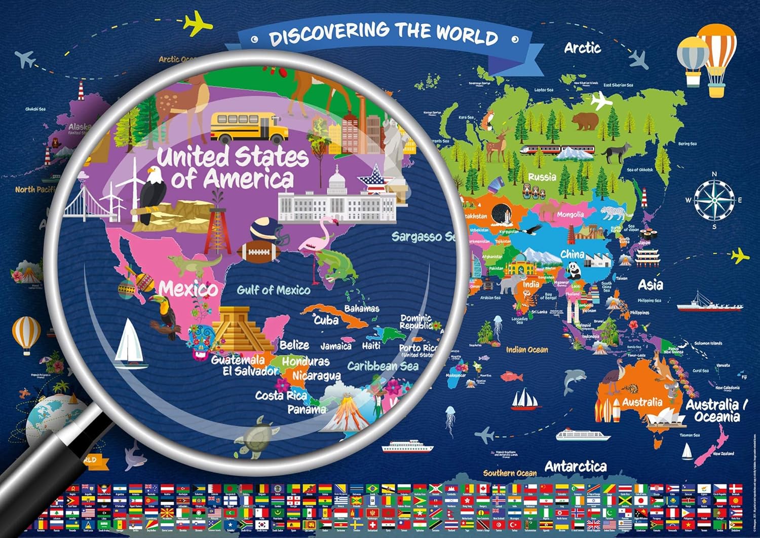 Children's Illustrated World Map Poster with Laminated Countries and ...