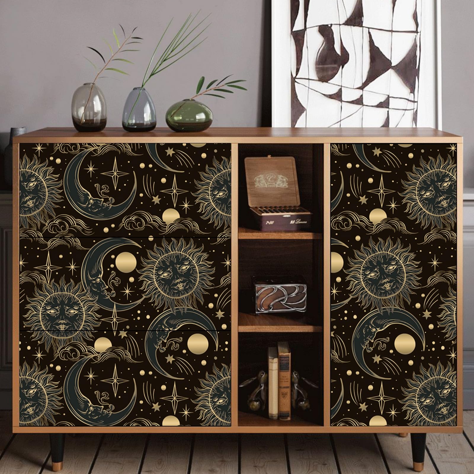 Snapklik.com : Celestial Wallpaper 173” X 118” Gothic Peel And Stick Wallpaper Dark Brown And ...