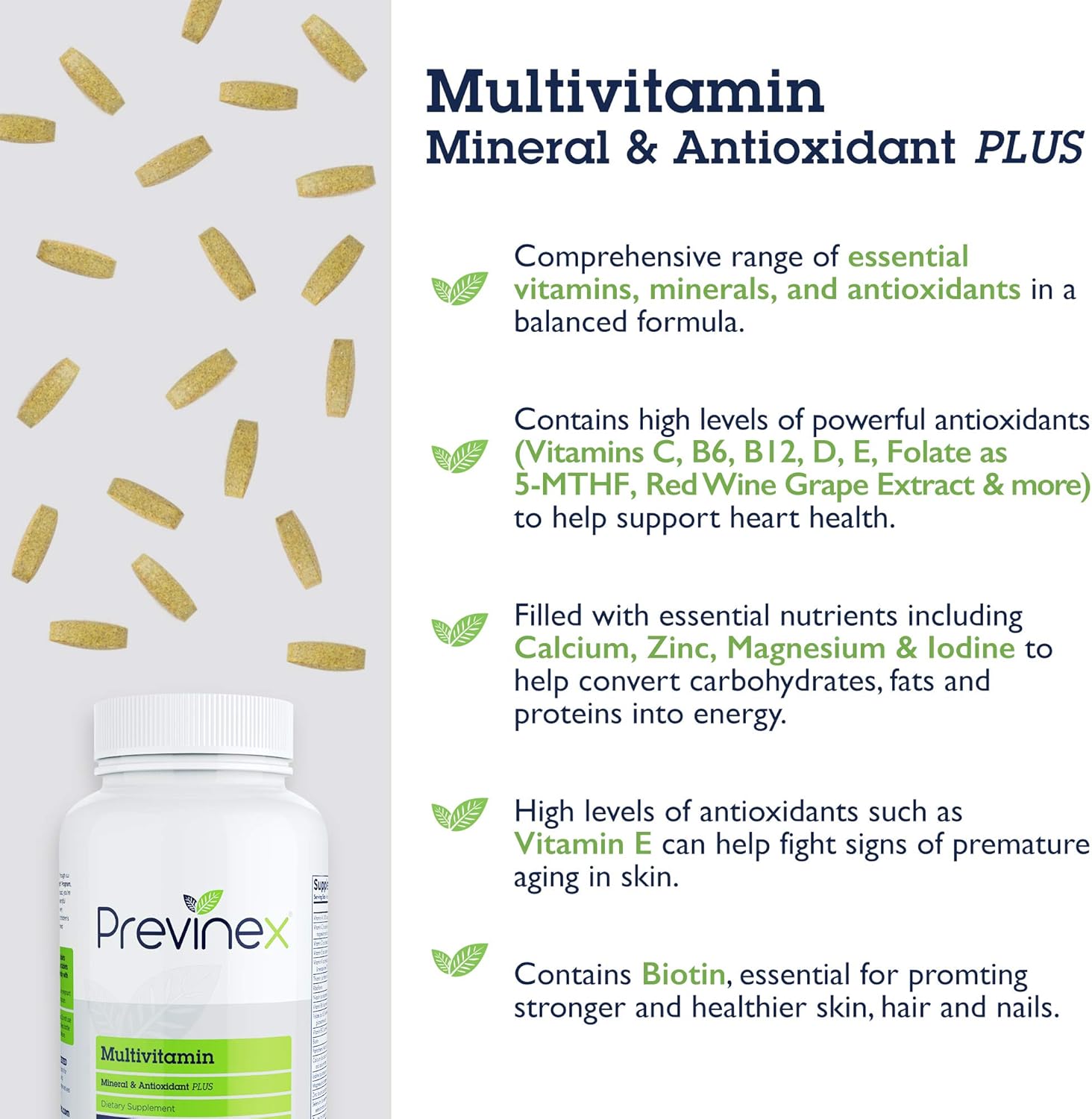 Previnex Multivitamin, Mineral y Antioxidante Plus – Multivitamina para ...