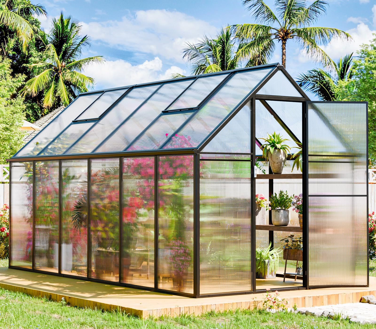 Amazon.com : Polycarbonate Greenhouse Kit,12x6x6 FT Outsides Aluminum ...