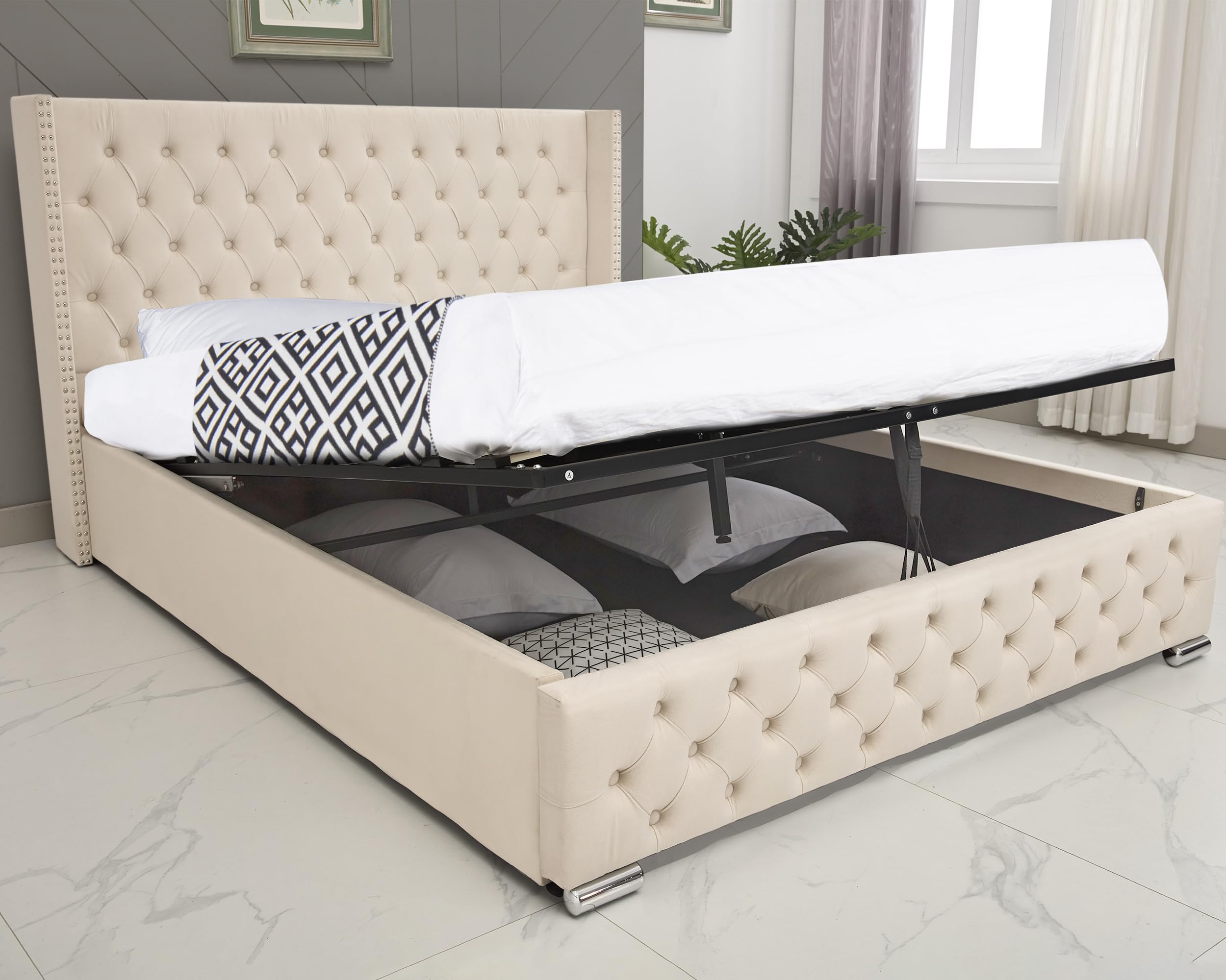 Blisswood Ottoman Bed Frame, 4ft Small Double Bed Frames, Ottoman Bed Frame, Wooden Slats ...