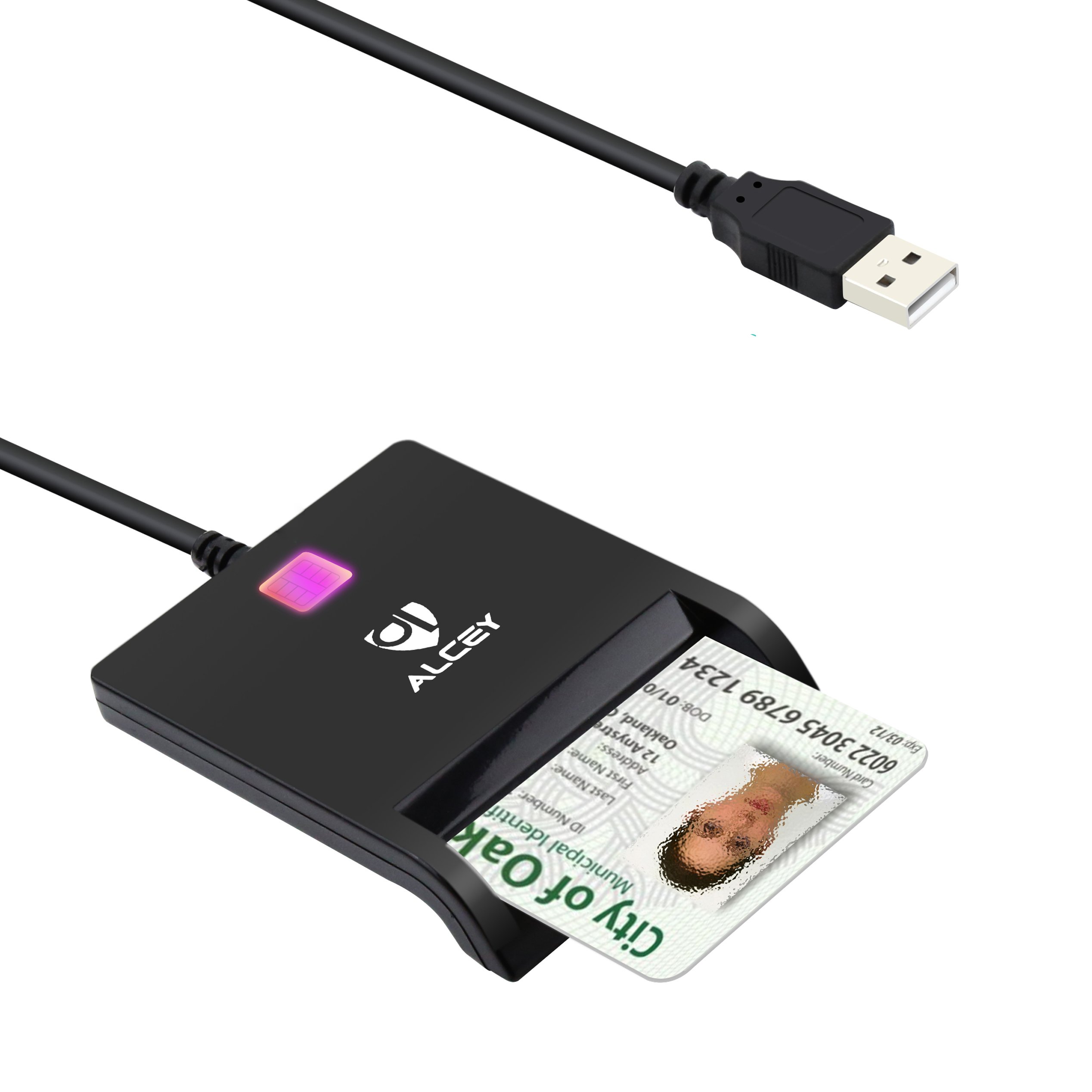 Alcey Usb Smart Card Reader Supporting Many Intelligent Cards Black ...