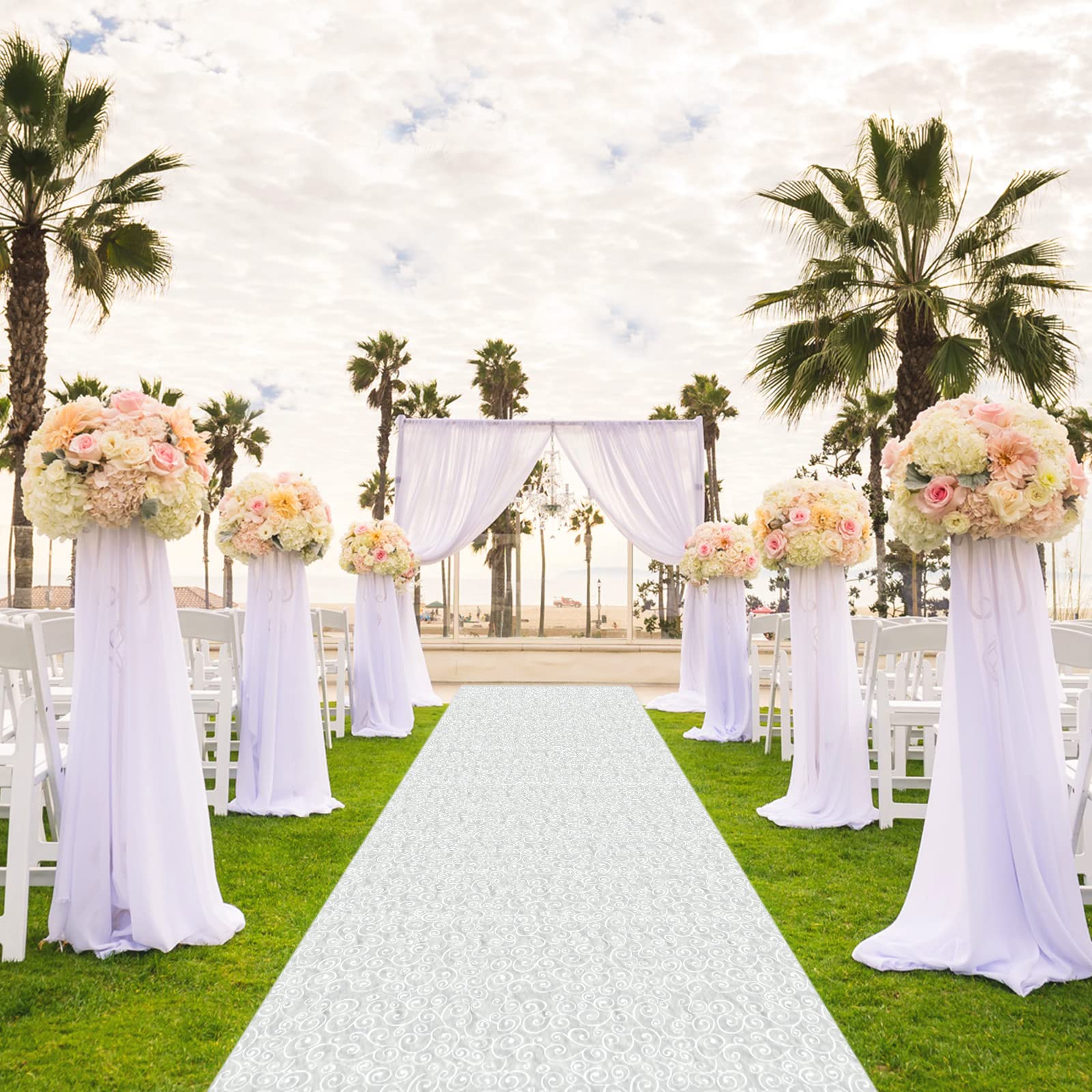 EZLucky Aisle Runner for Wedding Ceremony 3X50 ft Includes Pull String ...
