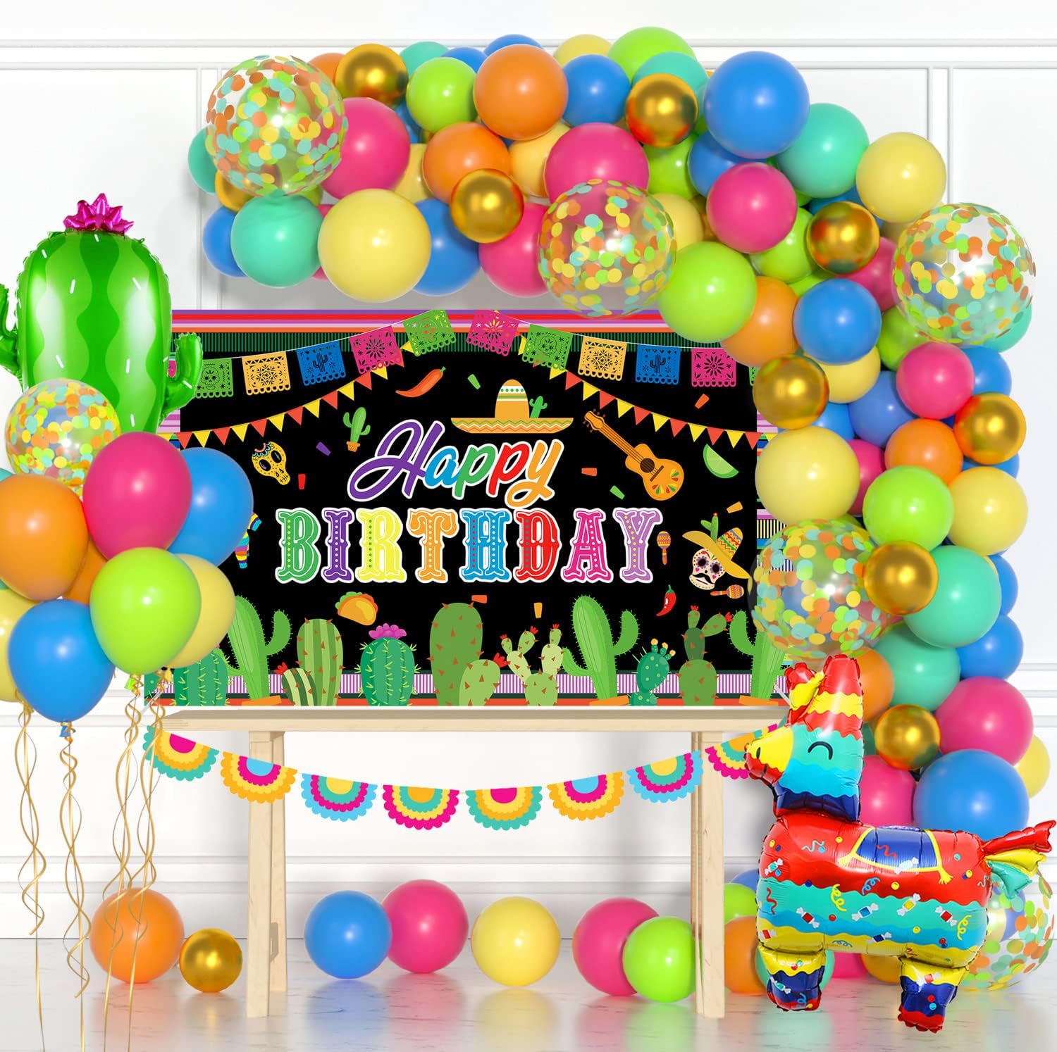Fiesta Balloon Garland Fiesta Theme Backdrop Birthday Banner for Fiesta ...