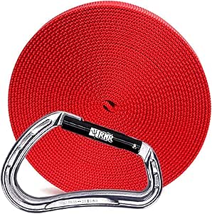 Rock-N-Rescue 20-Foot Webbing and Carabiner Combo - Red, Heavy-Duty ...