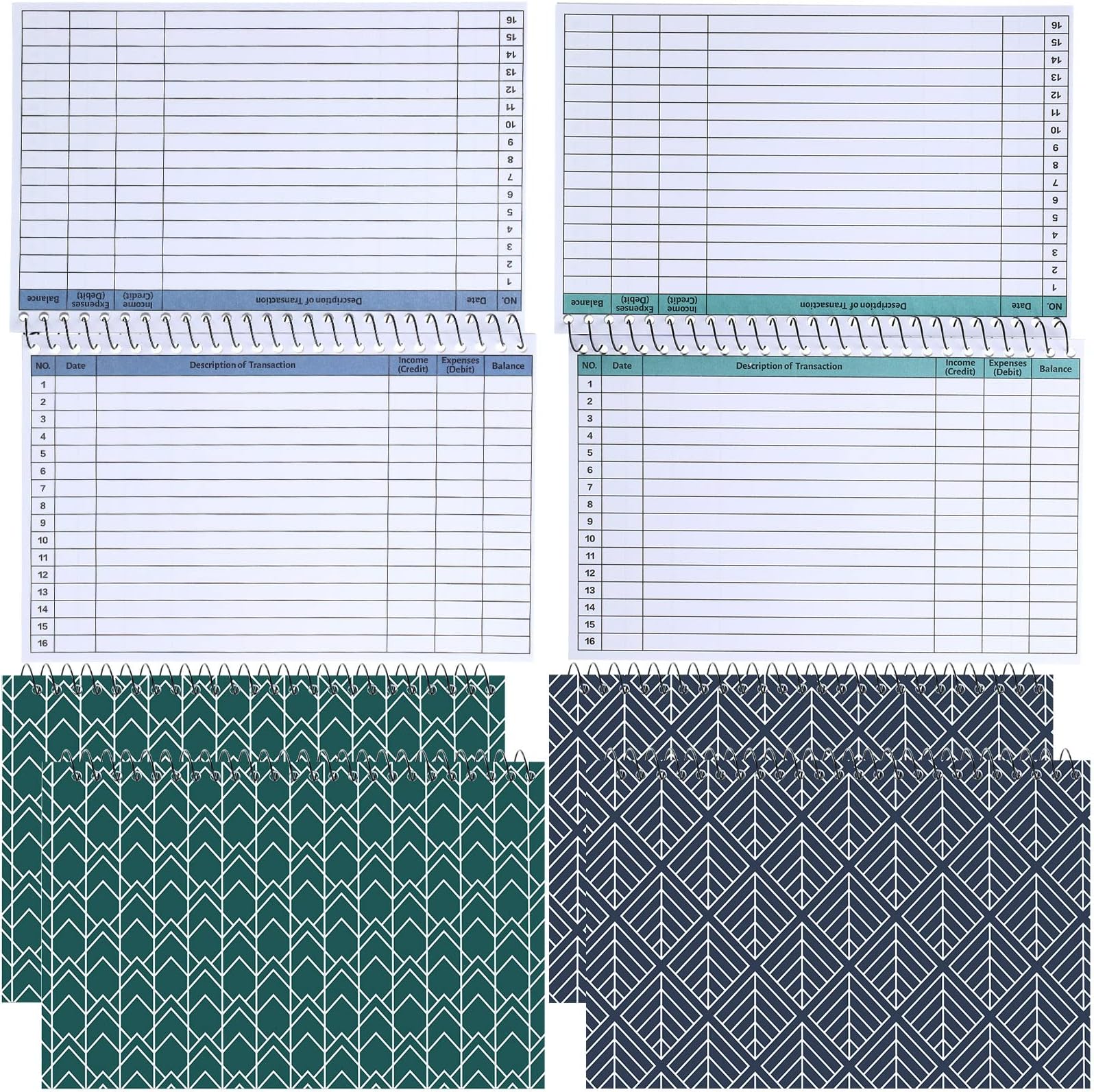 Amazon.com : 4 Pack Check Register Book Spiral Bound Checking Account ...