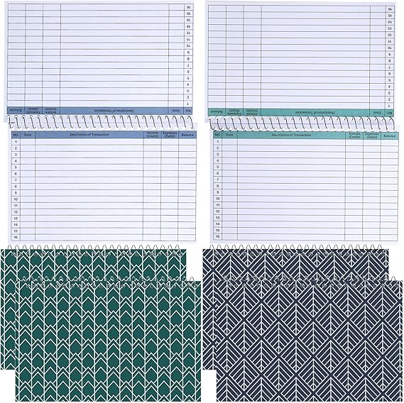 Amazon.com : 4 Pack Check Register Book Spiral Bound Checking Account ...