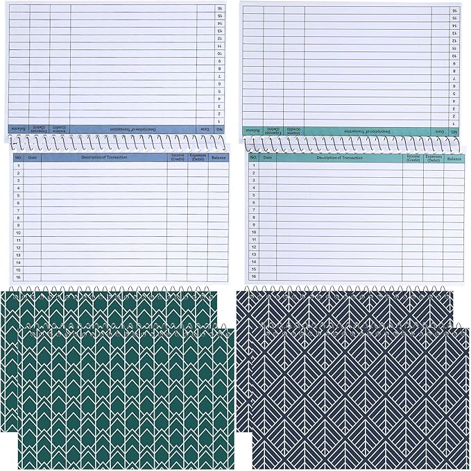 Amazon.com : 4 Pack Check Register Book Spiral Bound Checking Account ...