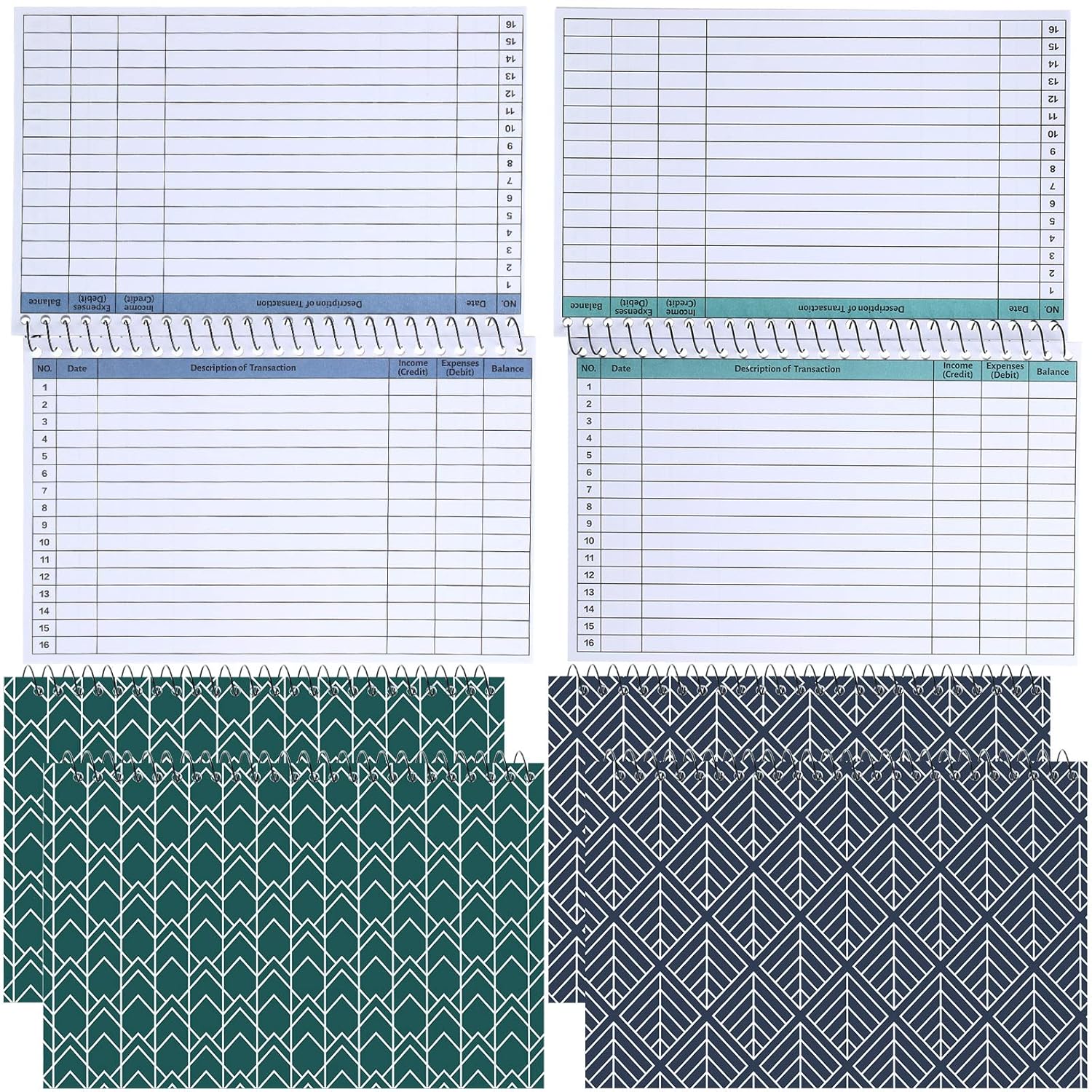 4 Pack Check Register Book Spiral Bound Checking Account Ledger Log ...