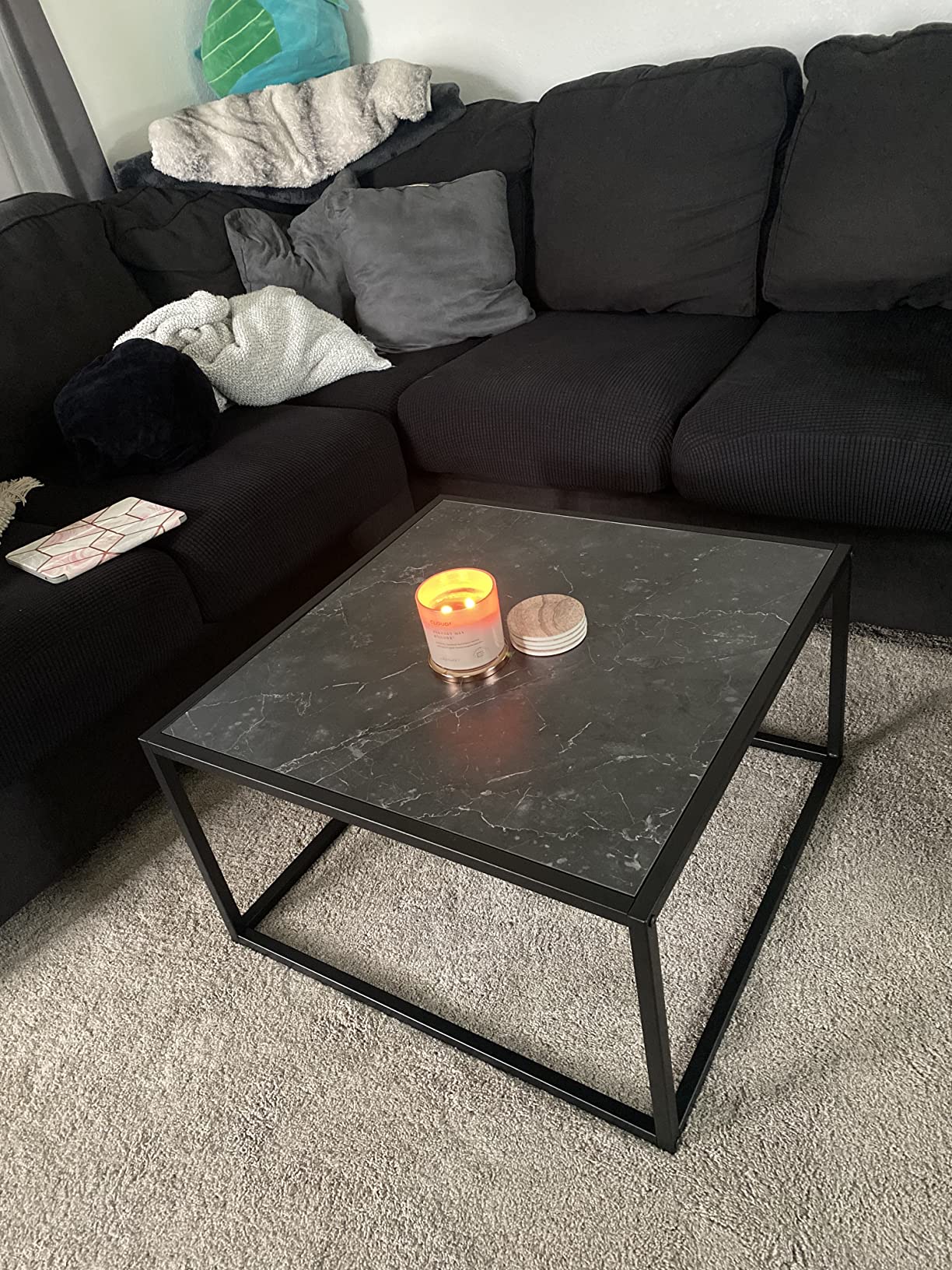 $15/mo - Finance SAYGOER Coffee Table Small Square Modern Rustic Coffee ...