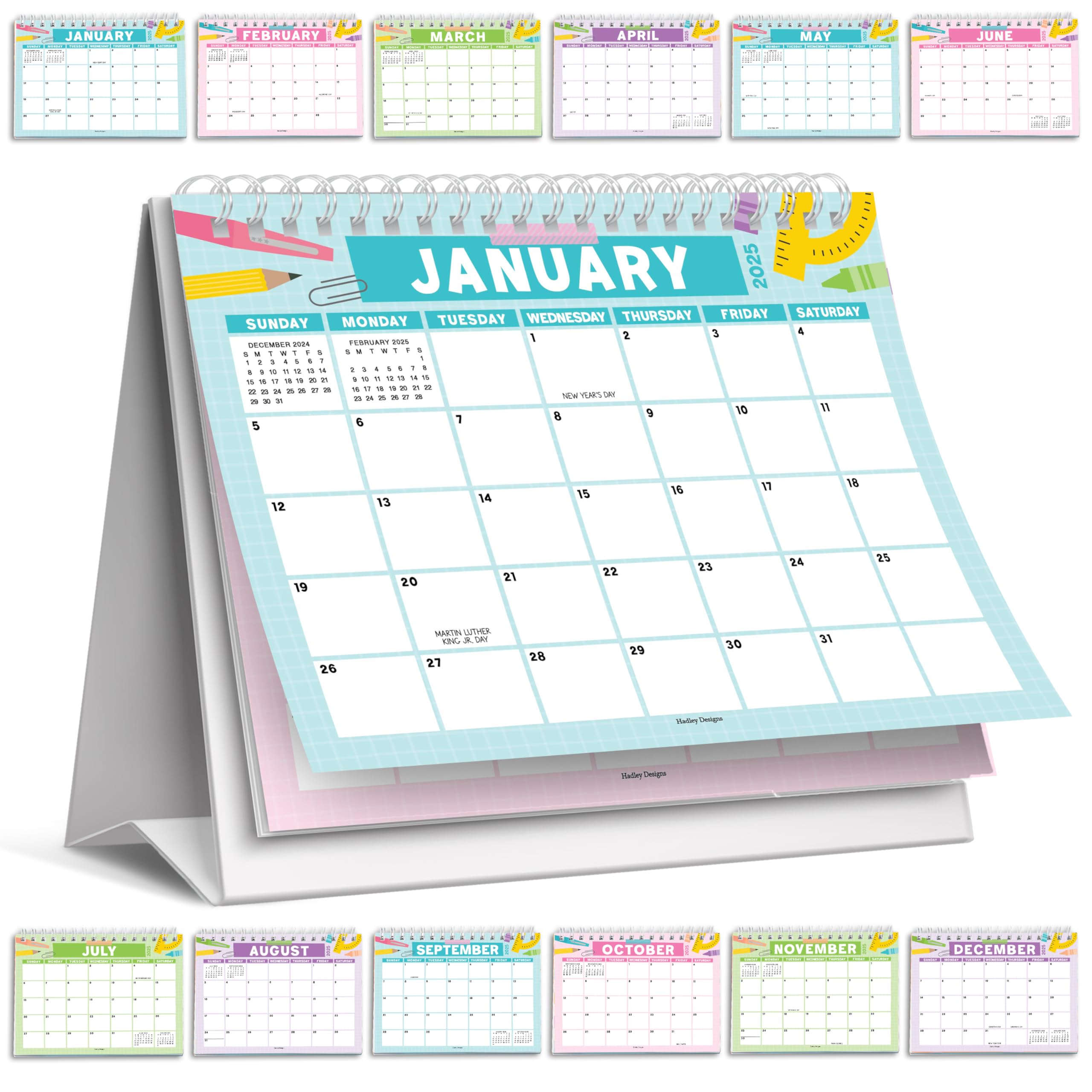 2025 Desk Calendar 2025-2026 Desk Calendar - 6x8 Inch Standing Flip ...