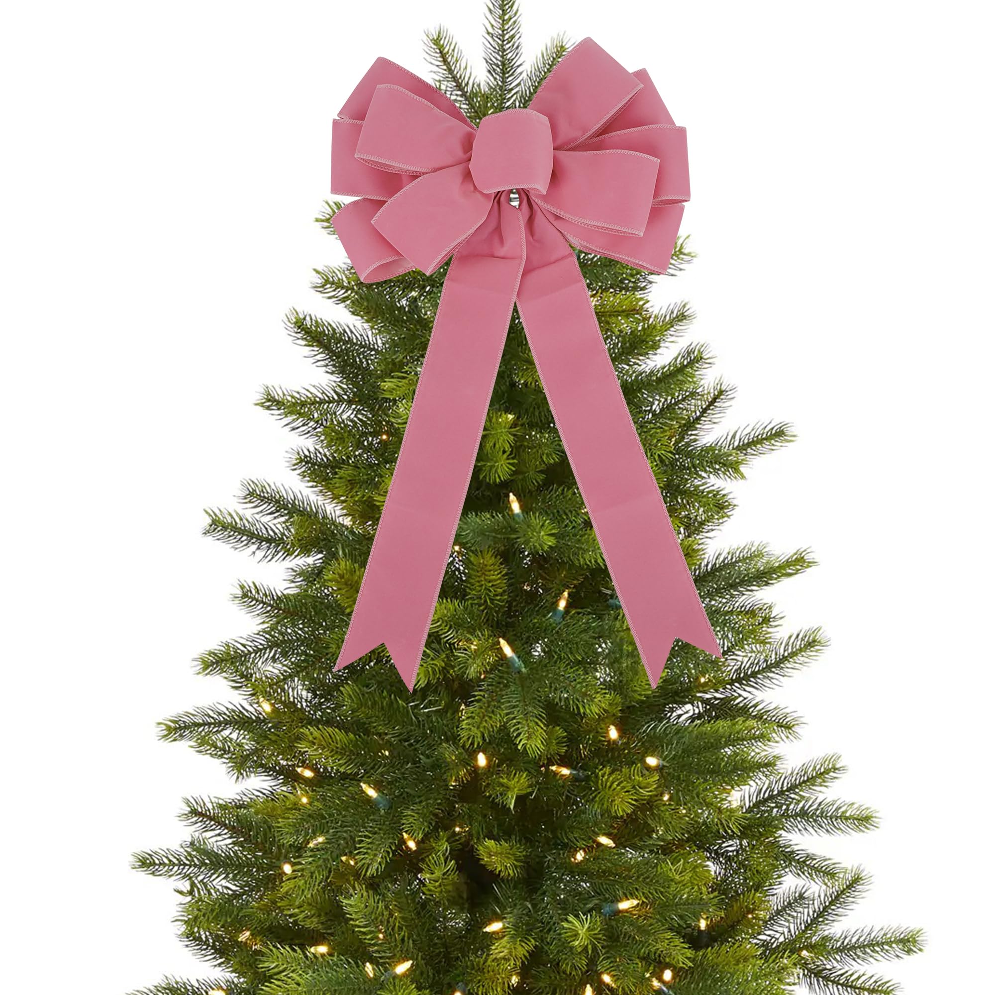 Amazon.com: LiBongTa 13" Dusty Rose Bow Pre-Tied Bow for Christmas Tree ...