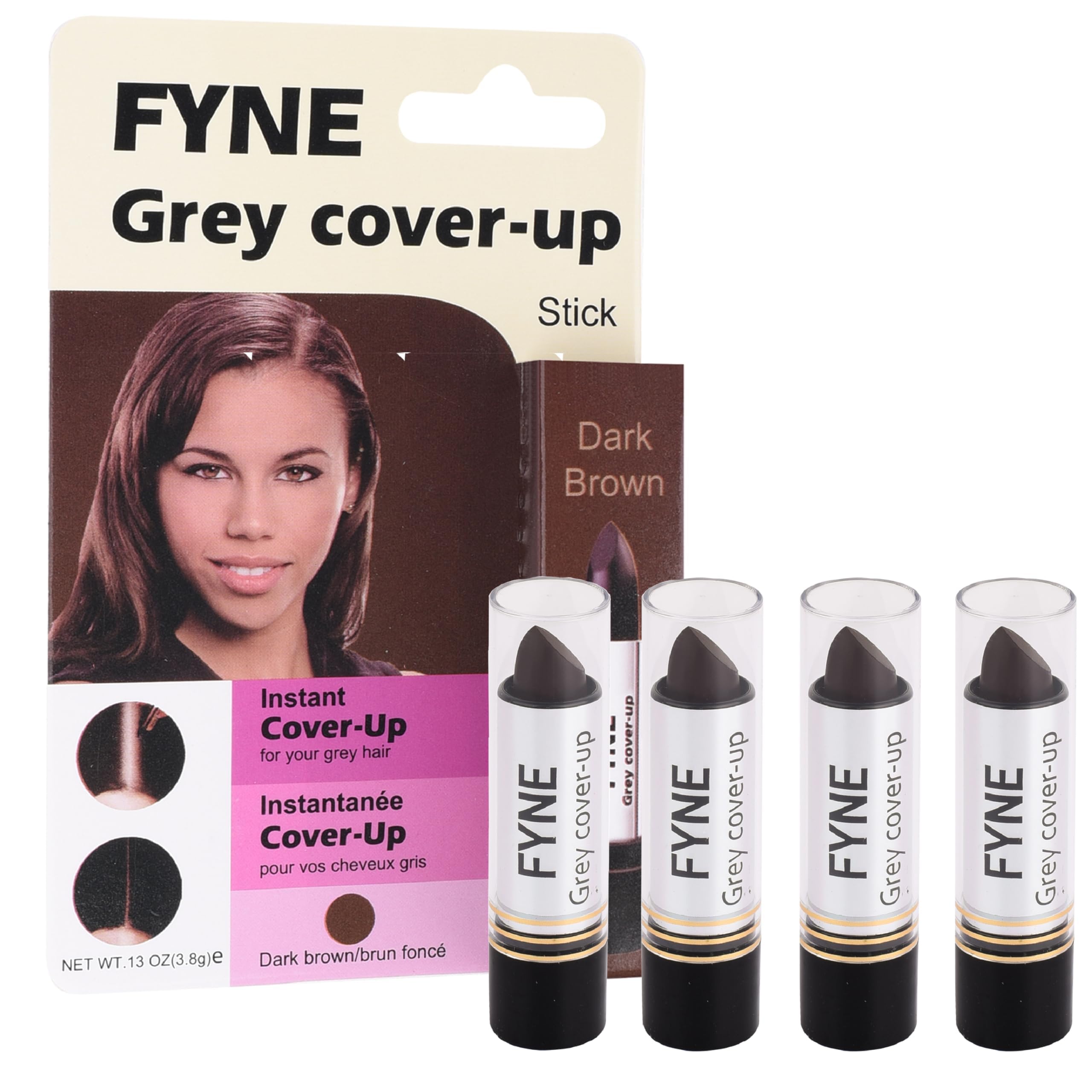 FYNE Root Touch Up Cover Stick - Pack of 4 - Instant Dark Brown Grey ...