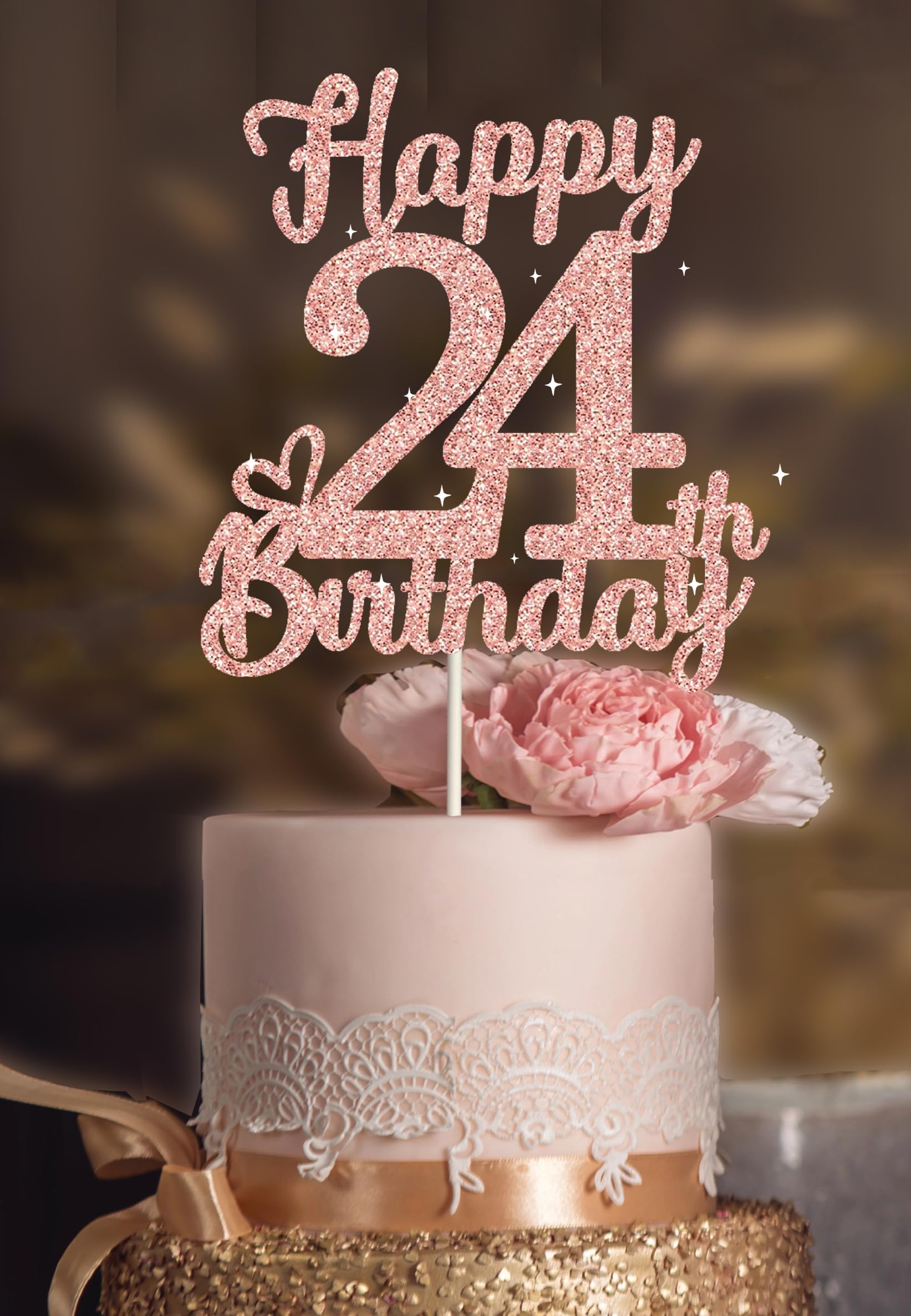 Snapklik.com : 24 Birthday Cake Toppers-Rose Gold Glitter, Happy 24th ...