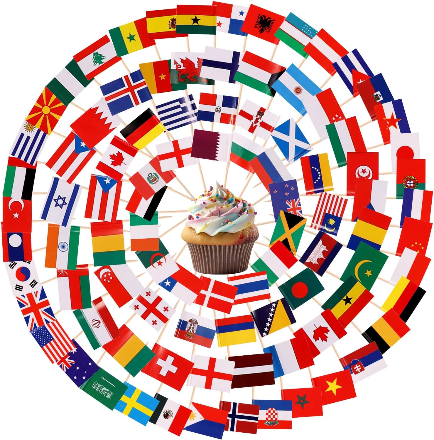 200pcs Mini Countries Toothpick Flags, Mini Flags on Sticks with 100 ...