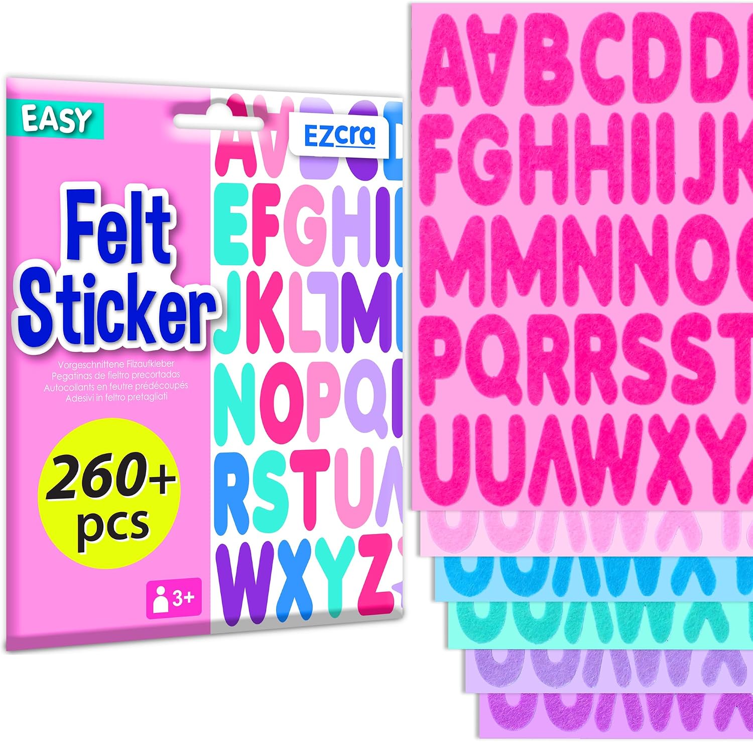 Amazon.com: EZCRA Felt Alphabet Stickers, Large Self-Adhesive A-Z Puffy ...